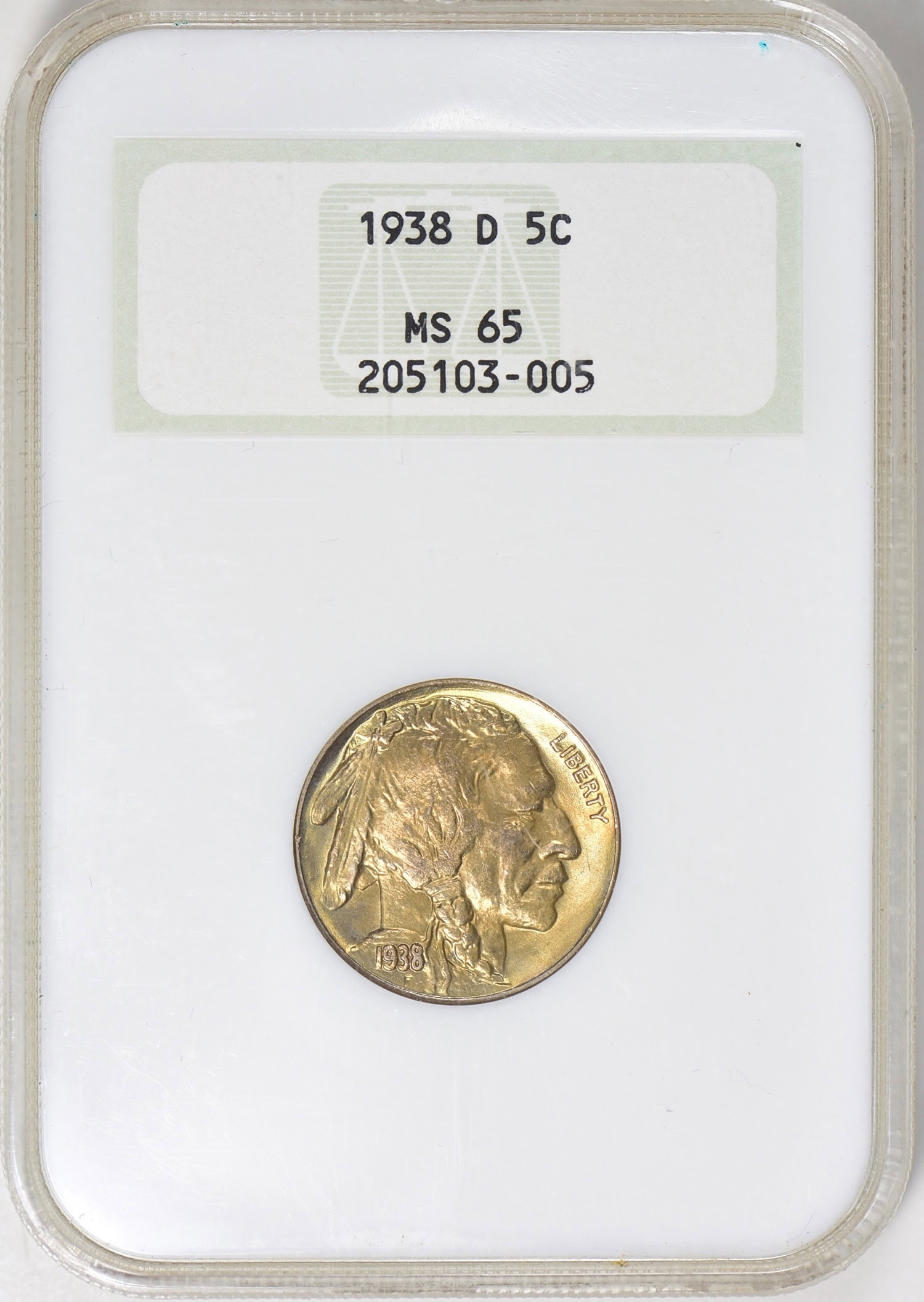 1938-D Buffalo Nickel NGC MS-65 OH (Item 1835382) | GreatCollections Coin Auctions