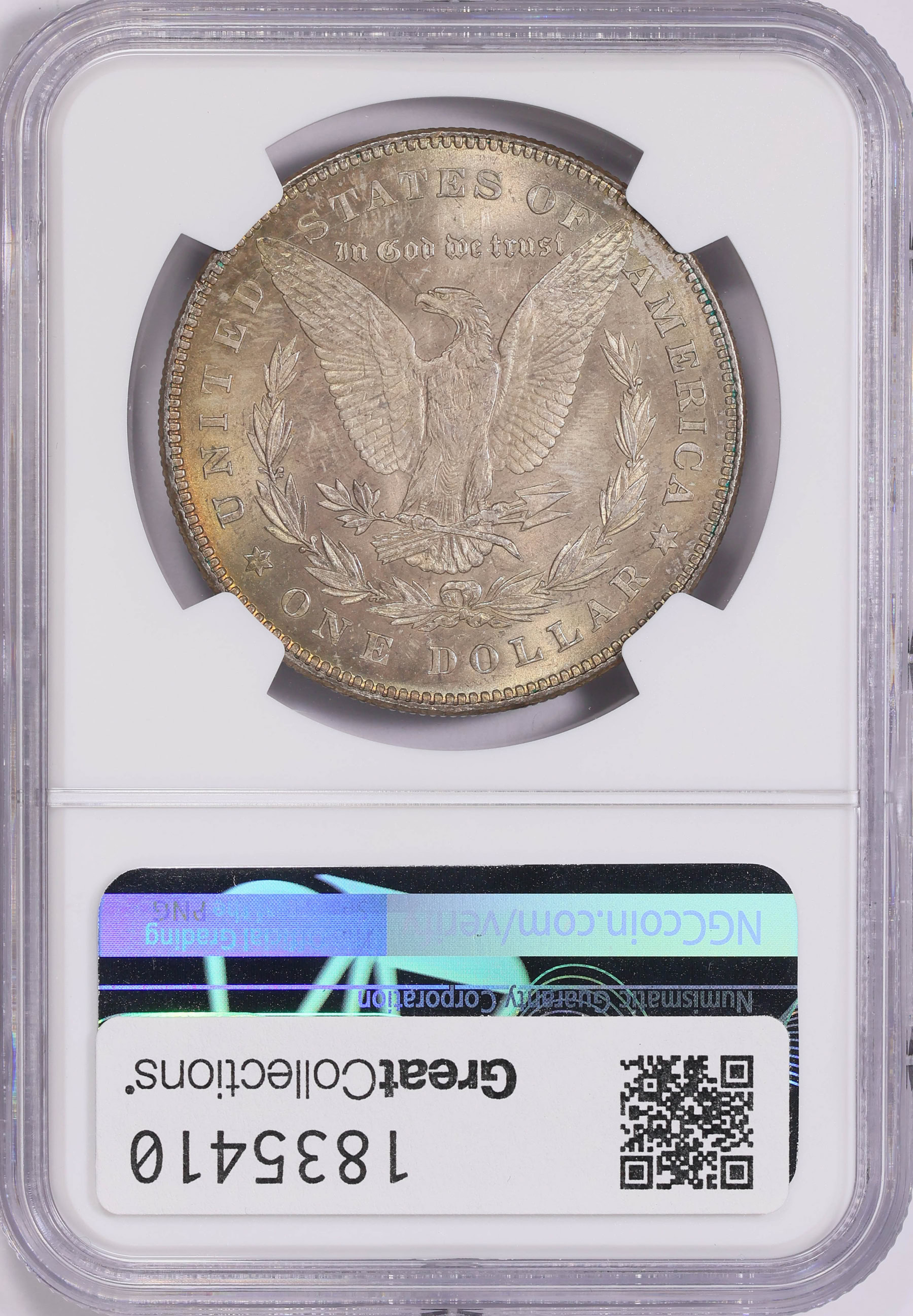 1878 Morgan Silver Dollar 7 Tailfeathers, Reverse of 1878 NGC MS-64 (Toned) (Item 1835410 ...