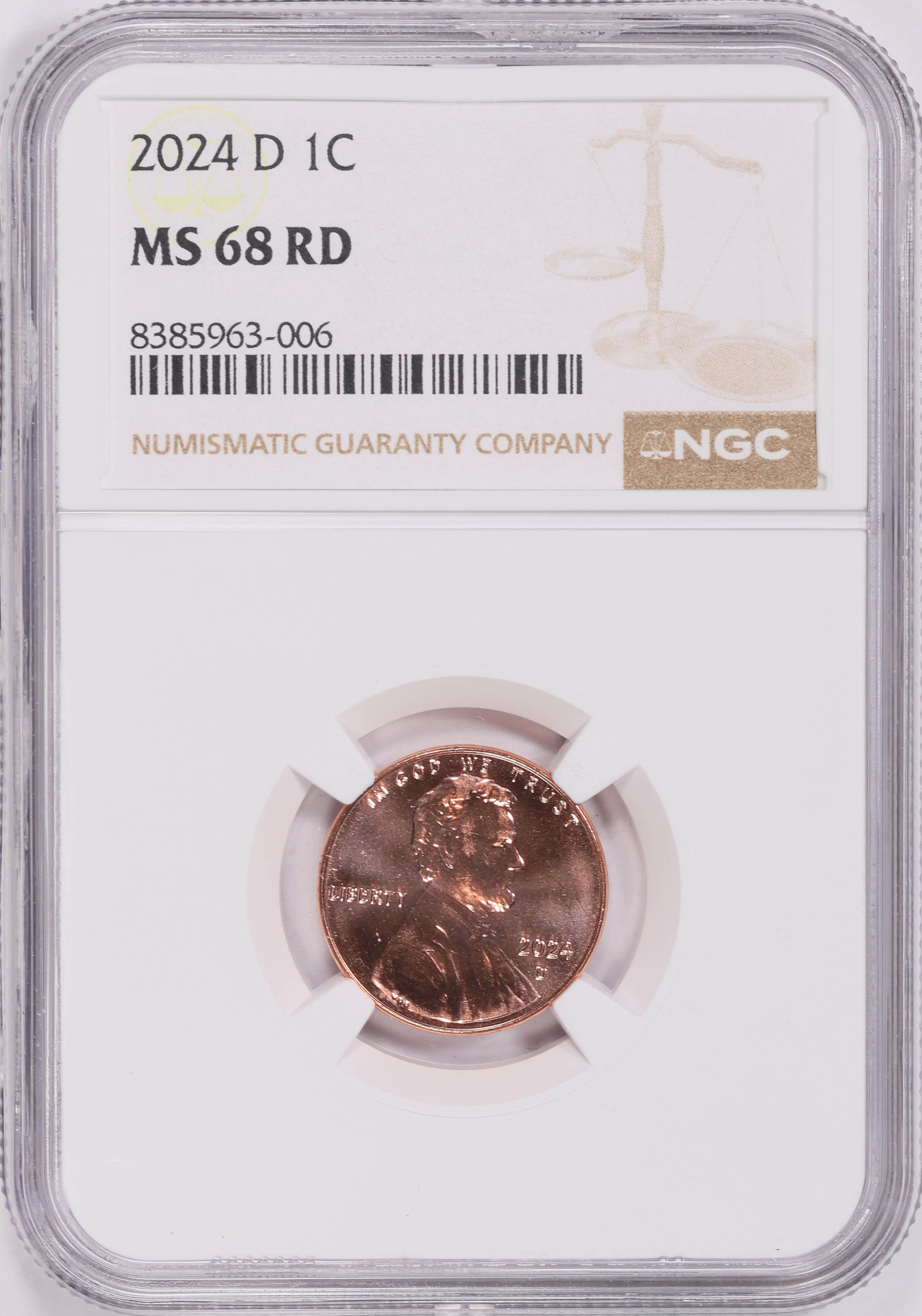 2024-D Lincoln Cent Shield NGC MS-68 RD | NGC Cert #8385963-006 ...
