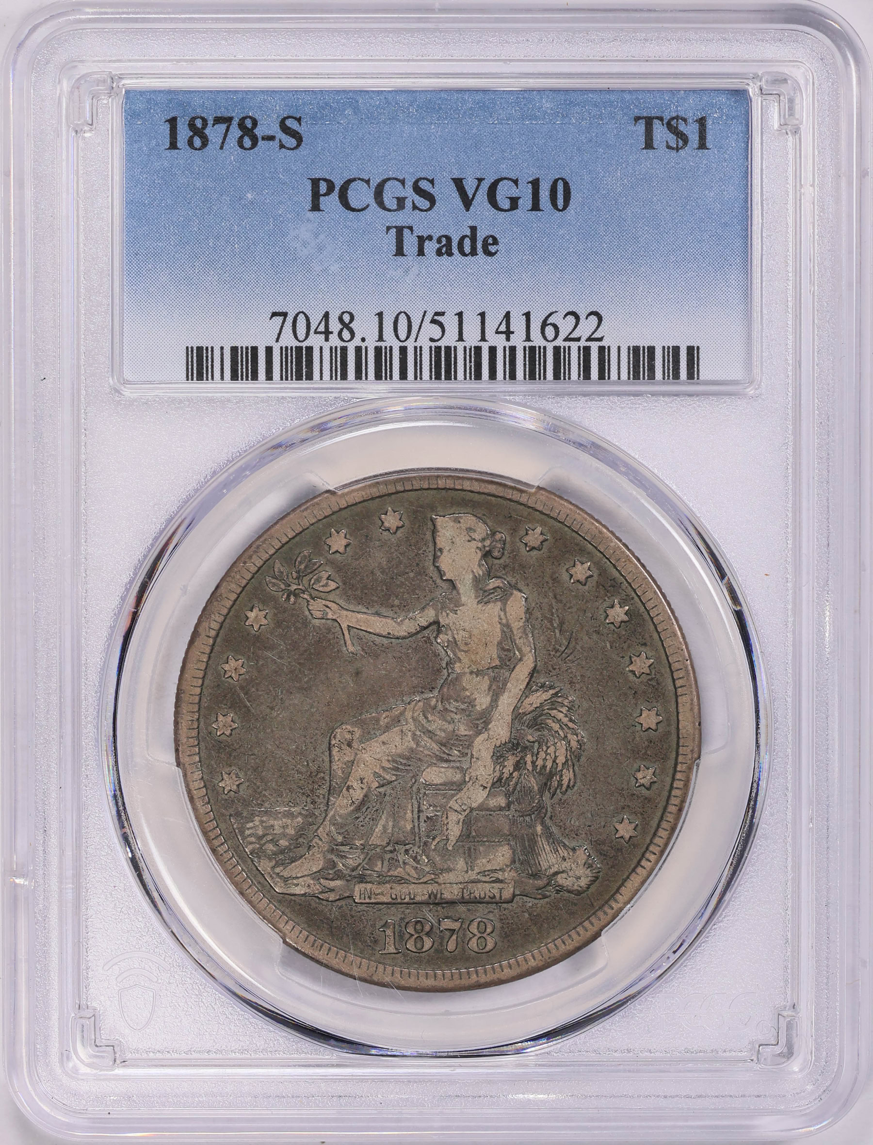 1878-S Trade Silver Dollar PCGS VG-10 (Item 1835469) | GreatCollections Coin Auctions