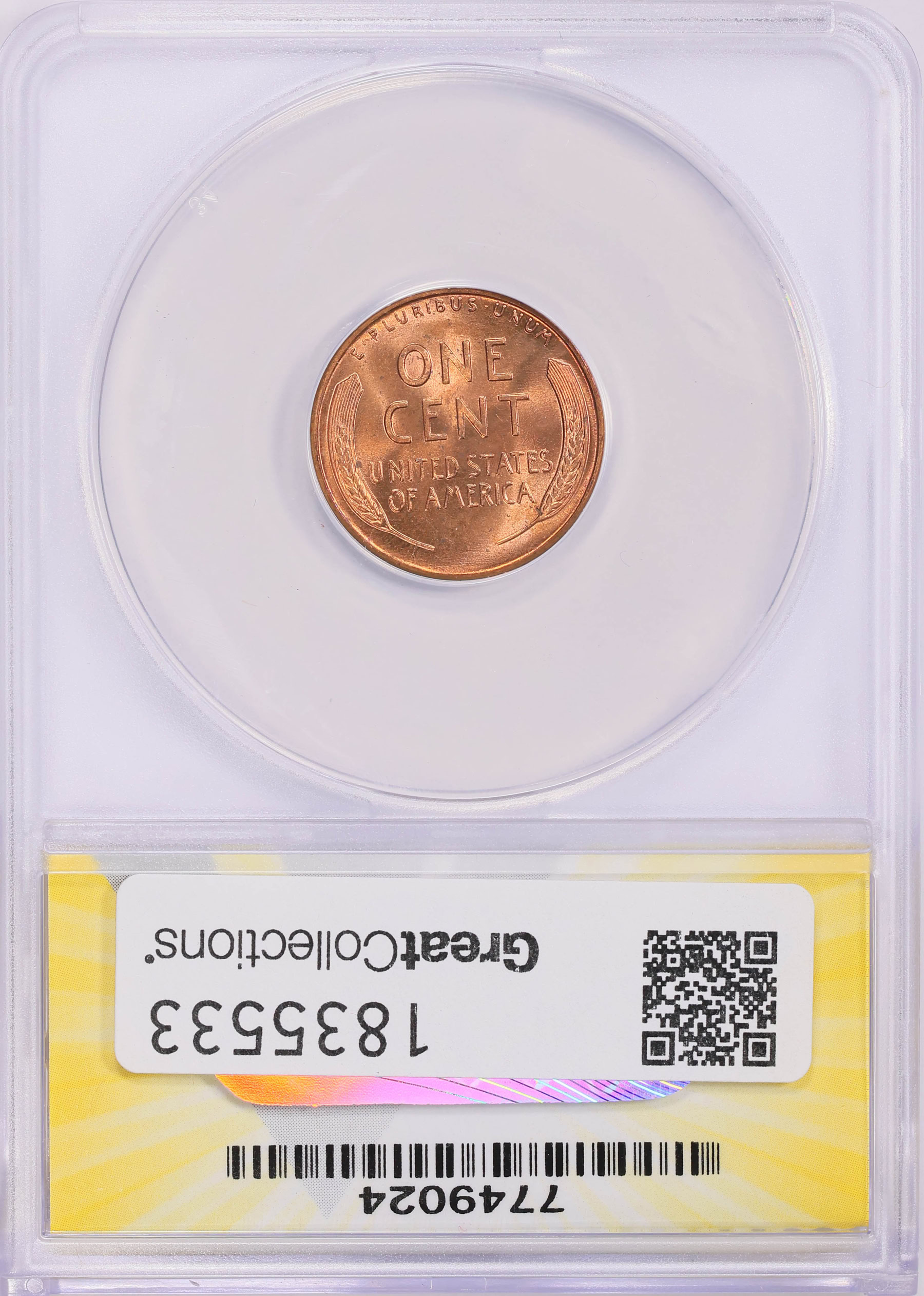 1958 Lincoln Cent ANACS MS-64 RB (Toned) (Item 1835533) | GreatCollections Coin Auctions