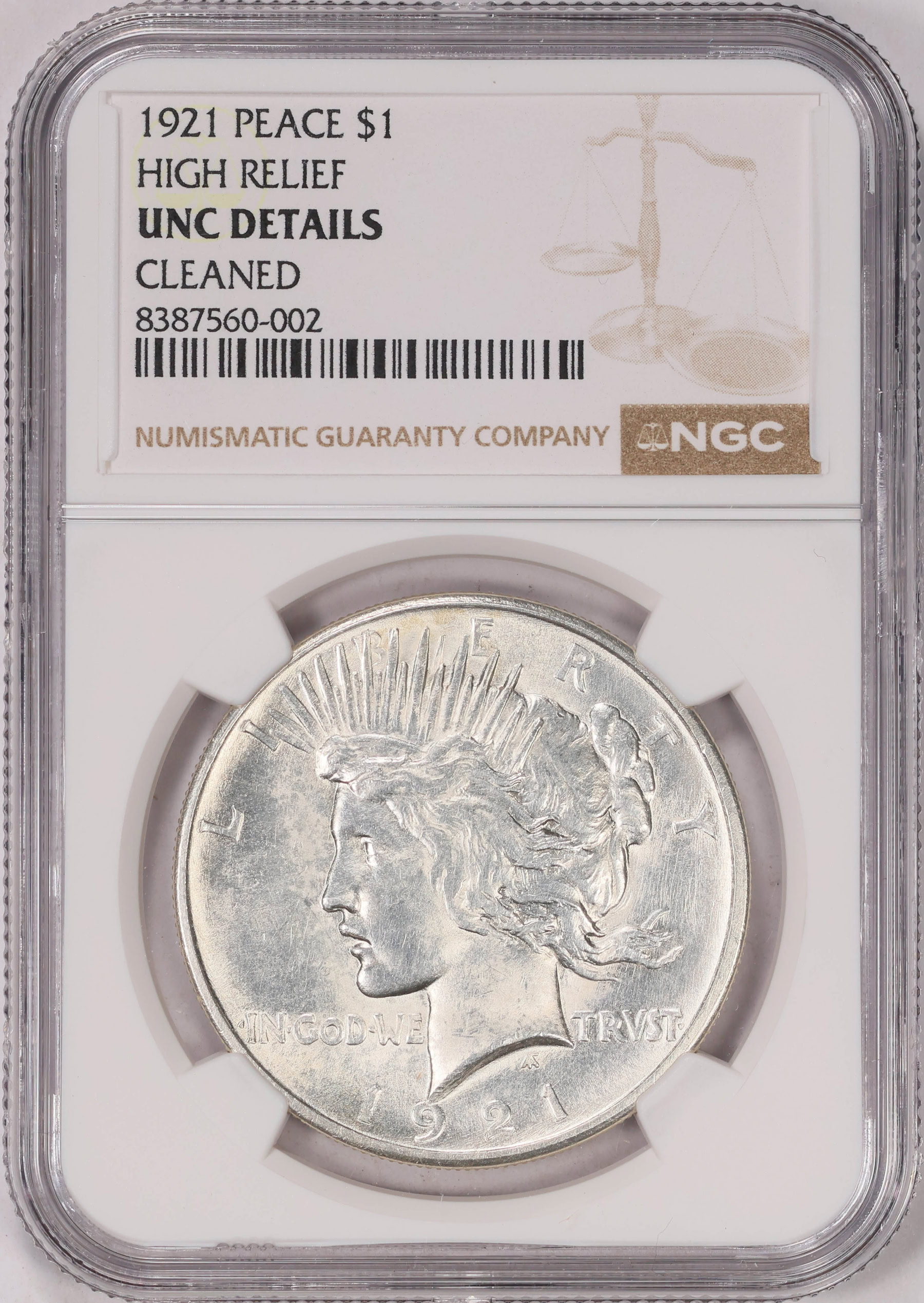 1921 Peace Silver Dollar High Relief NGC Unc Details (Item 1835578 ...