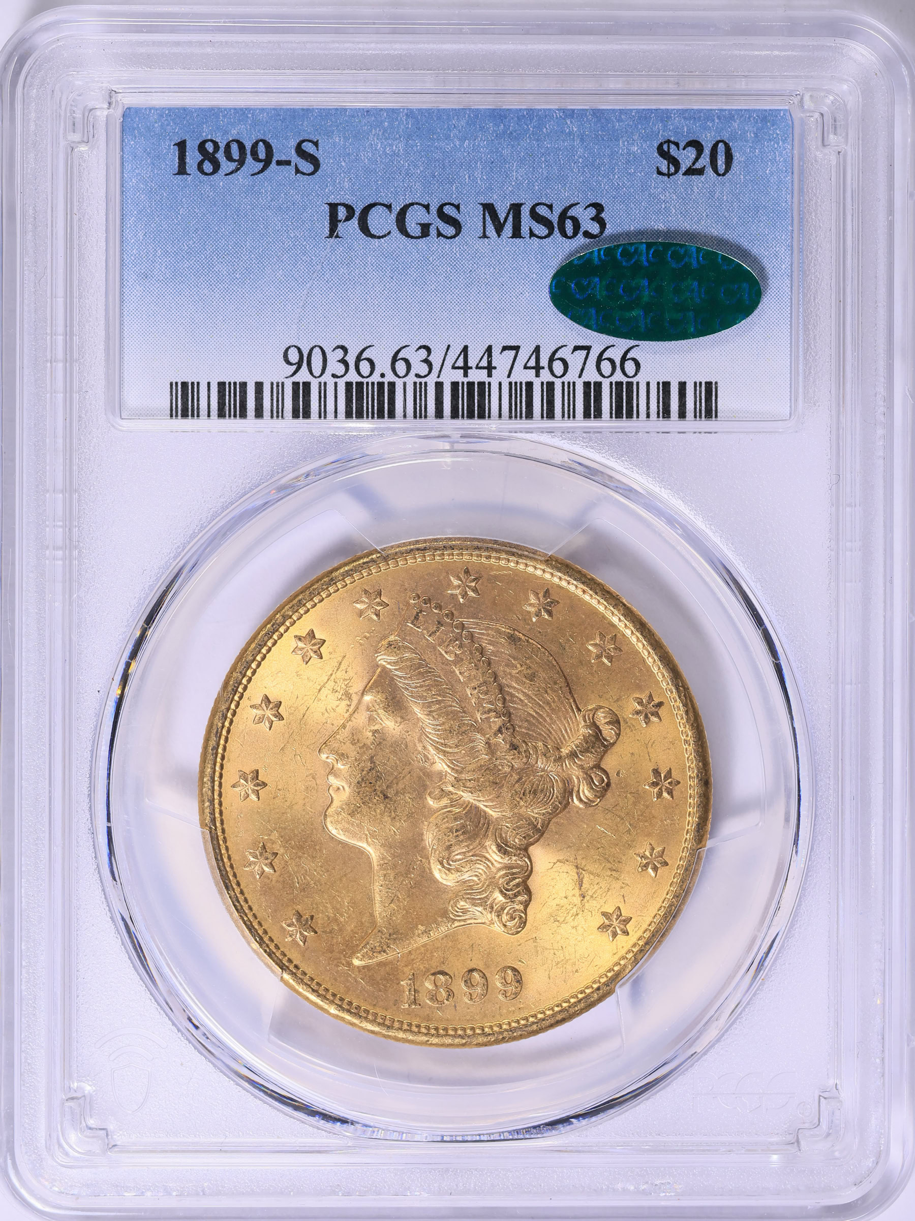 1899-S Liberty Gold Double Eagle PCGS MS-63 (CAC Green) (Item 1835699) | GreatCollections Coin ...