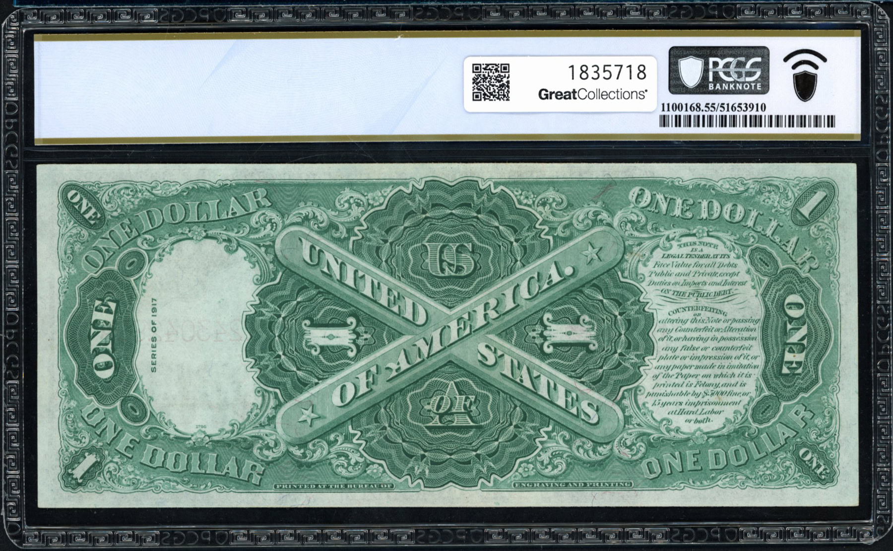 Fr. 37 1917 $1 Legal Tender Note Elliott / Burke PCGS Banknote About ...