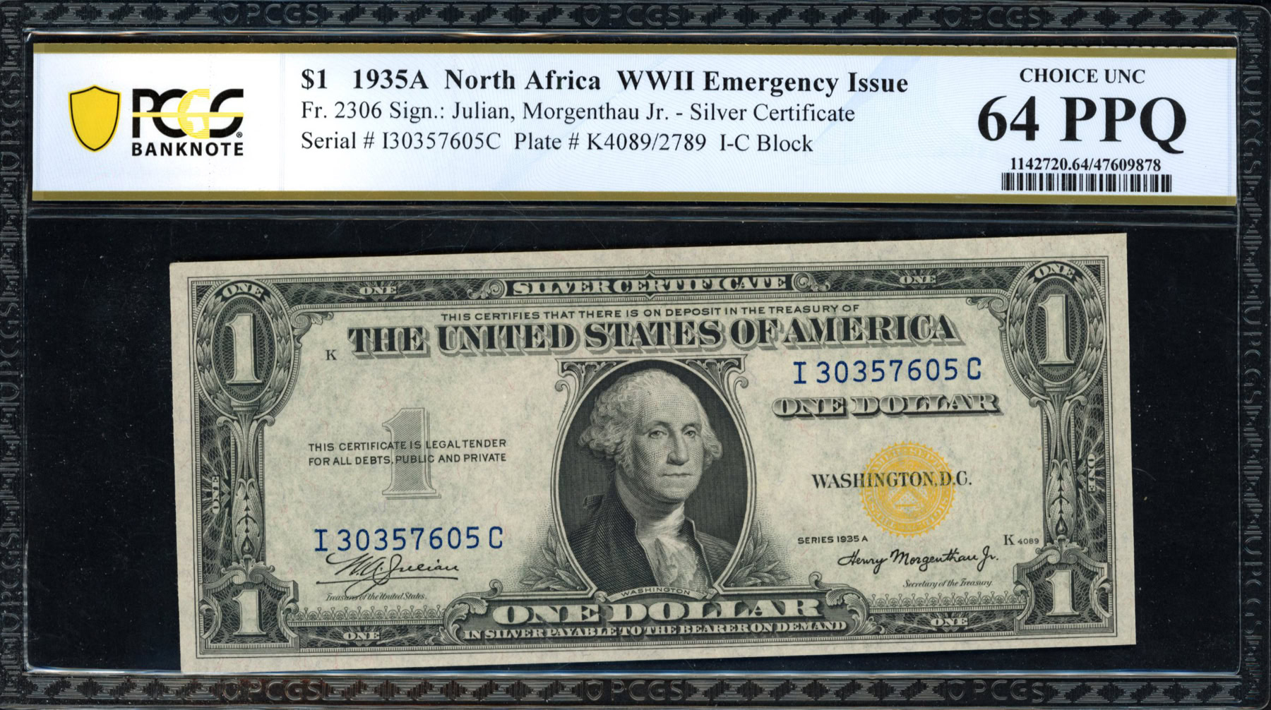 Fr. 2306 (IC Block) 1935A $1 N. Africa WWII Emergency Issue Note Julian ...