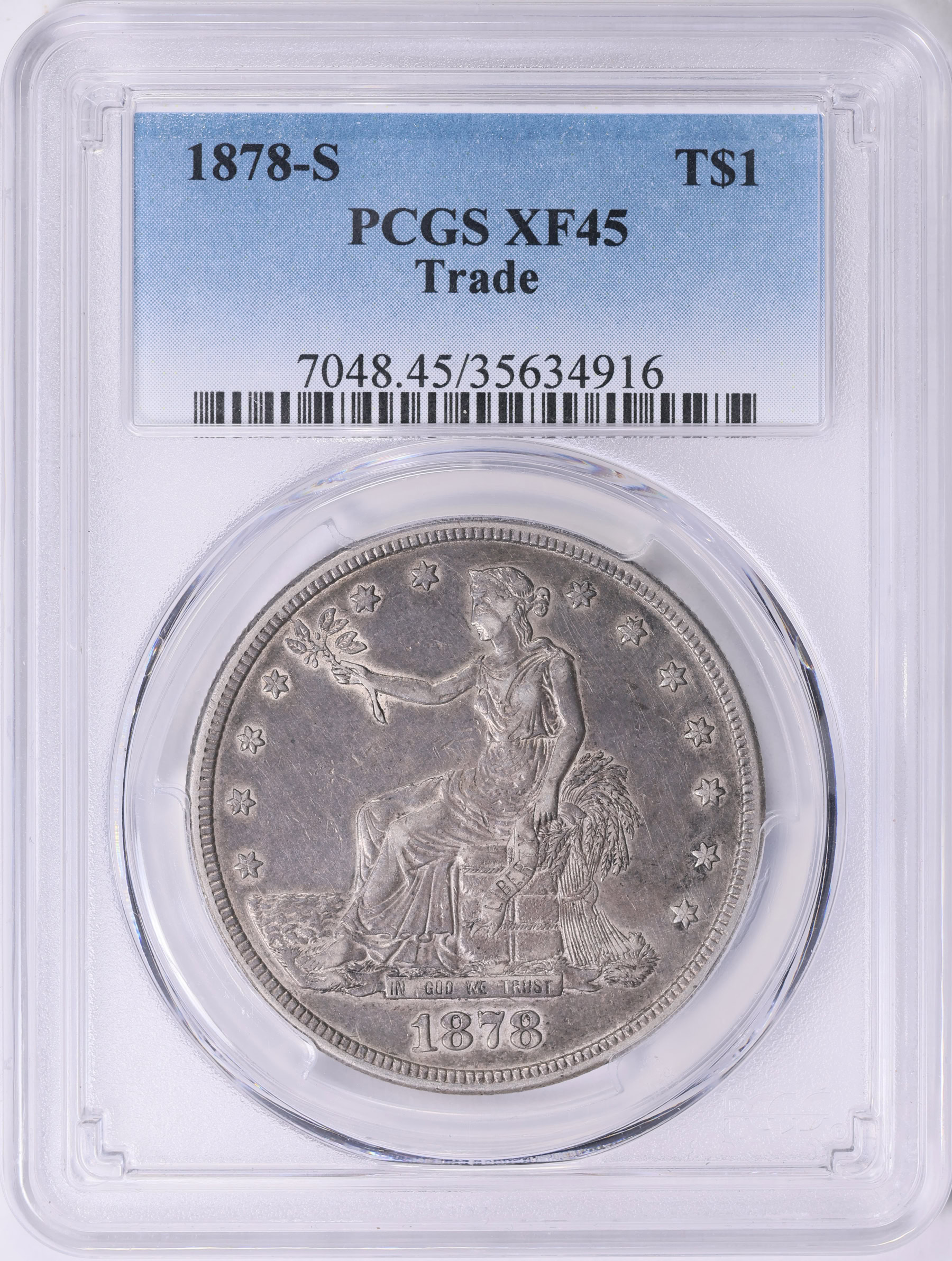 1878-S Trade Silver Dollar PCGS XF-45 (Item 1835790) | GreatCollections Coin Auctions