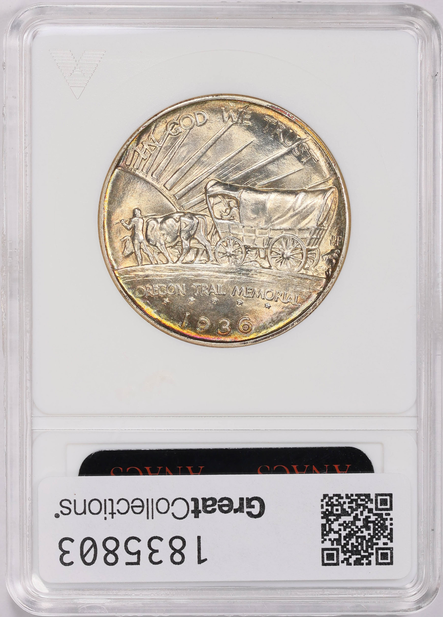 1936 Oregon Trail Memorial Half Dollar ANACS MS-65 OH (Toned) (Item ...