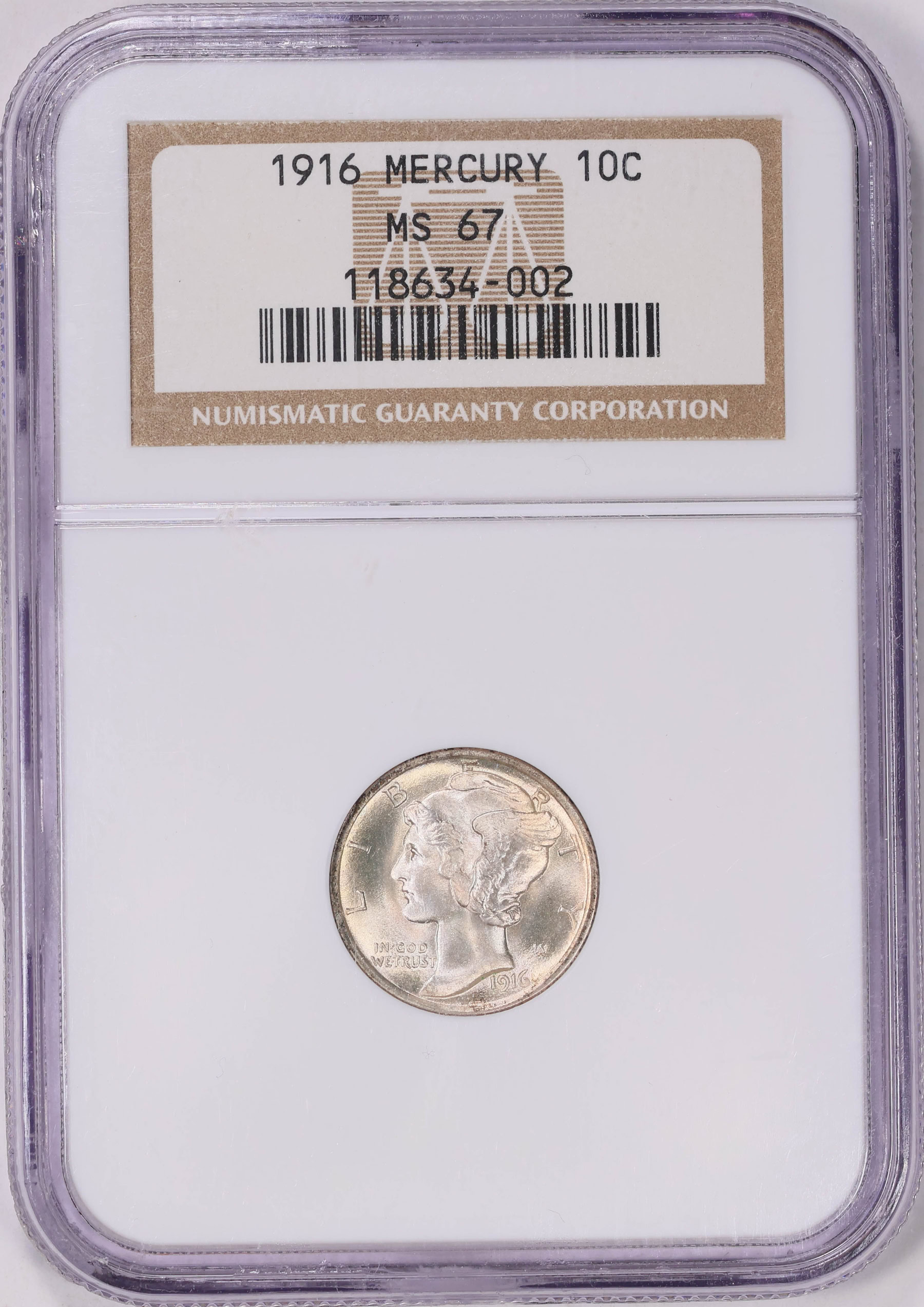 1916 Mercury Dime NGC MS-67 (Item 1835824) | GreatCollections Coin Auctions