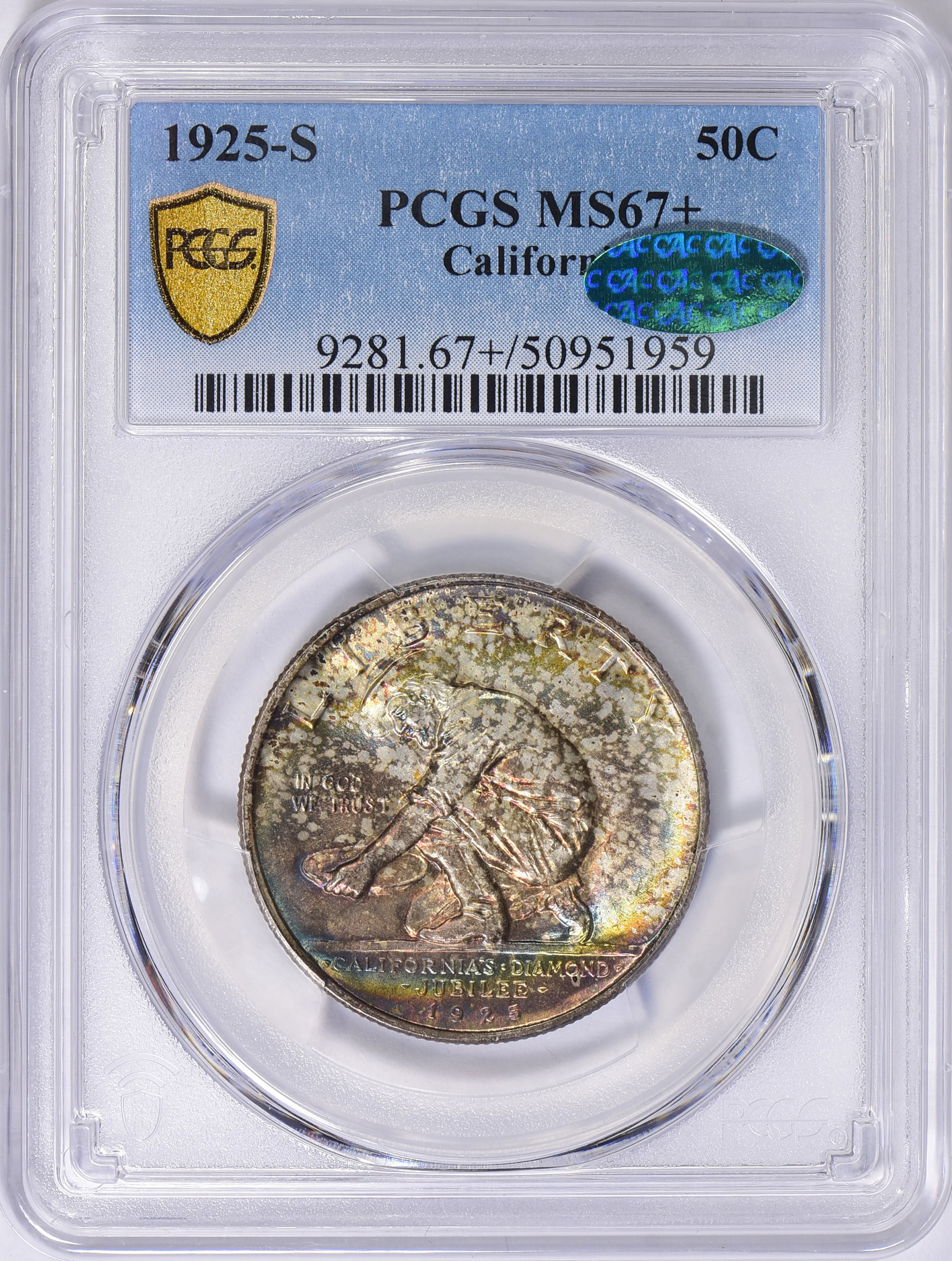 1925-S California Diamond Jubilee Half Dollar PCGS MS-67+ (CAC Green ...
