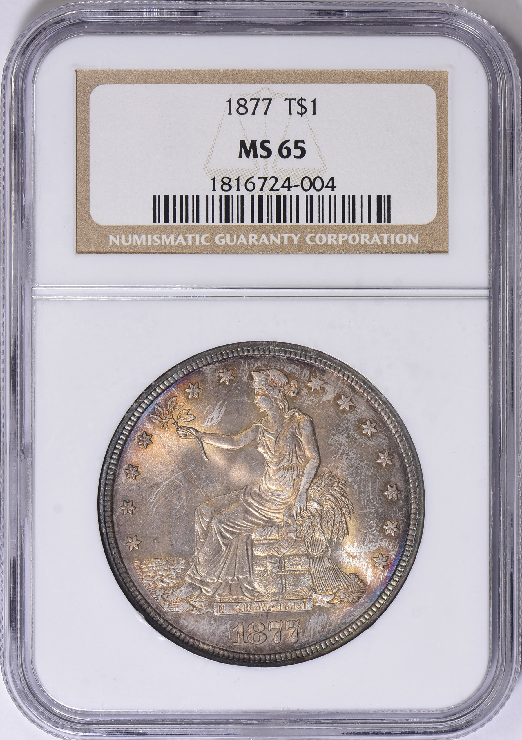 1877 Trade Silver Dollar NGC MS-65 (Toned) (Item 1835855) | GreatCollections Coin Auctions
