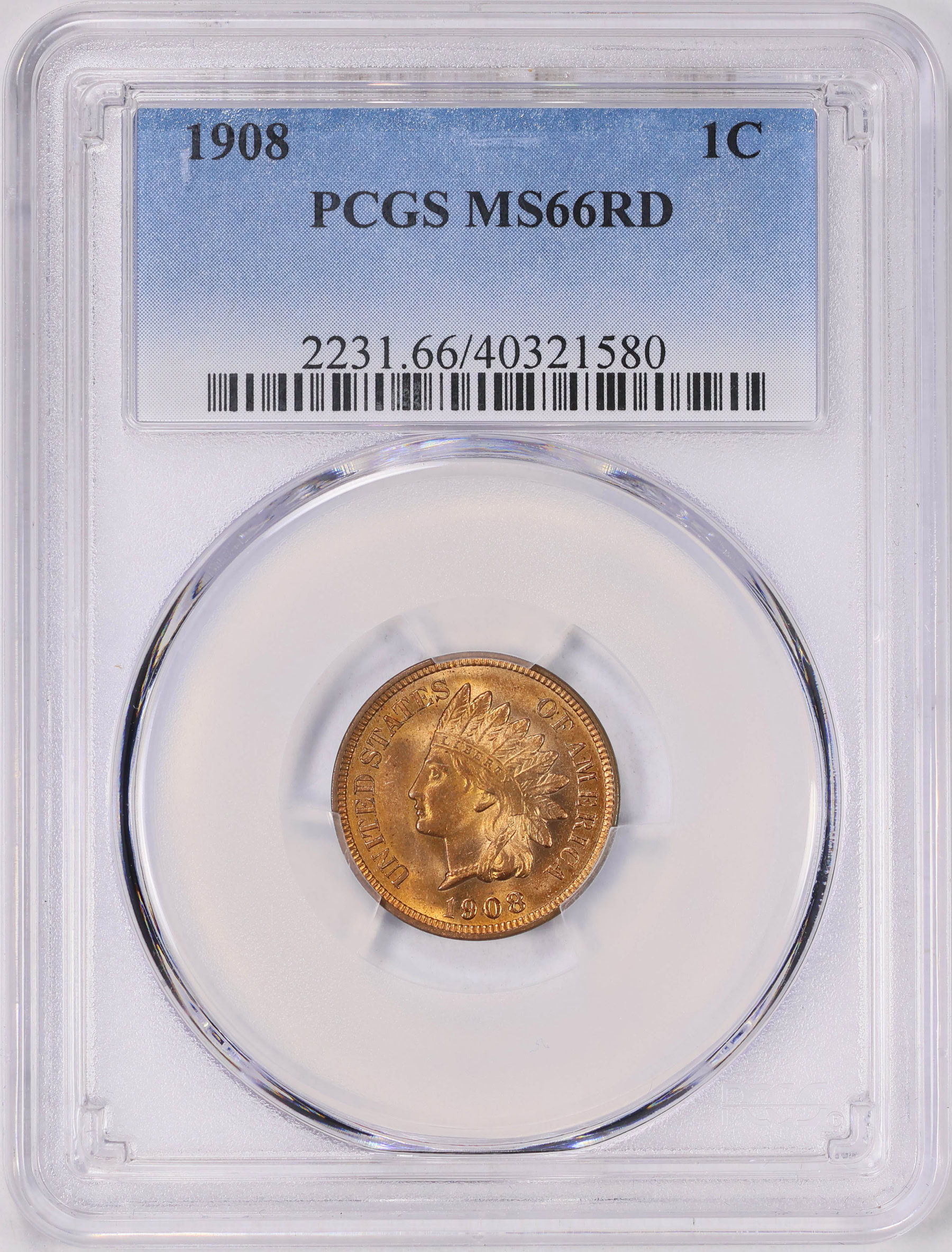 1908 Indian Cent PCGS MS-66 RD (Item 1835859) | GreatCollections Coin Auctions