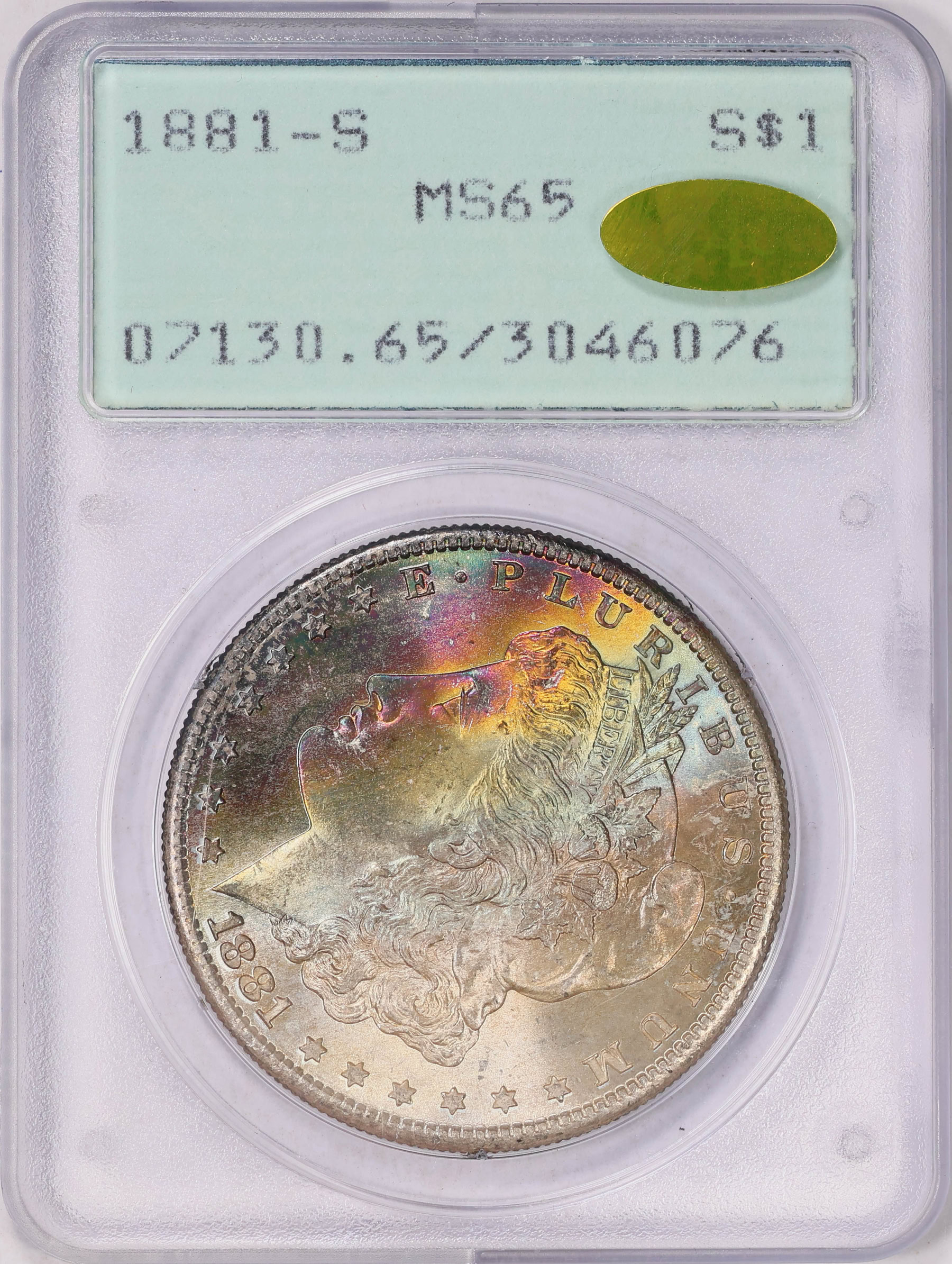 1881-S Morgan Silver Dollar PCGS MS-65 (CAC Gold) OGH (1st Gen) (Toned) (Item 1835878 ...