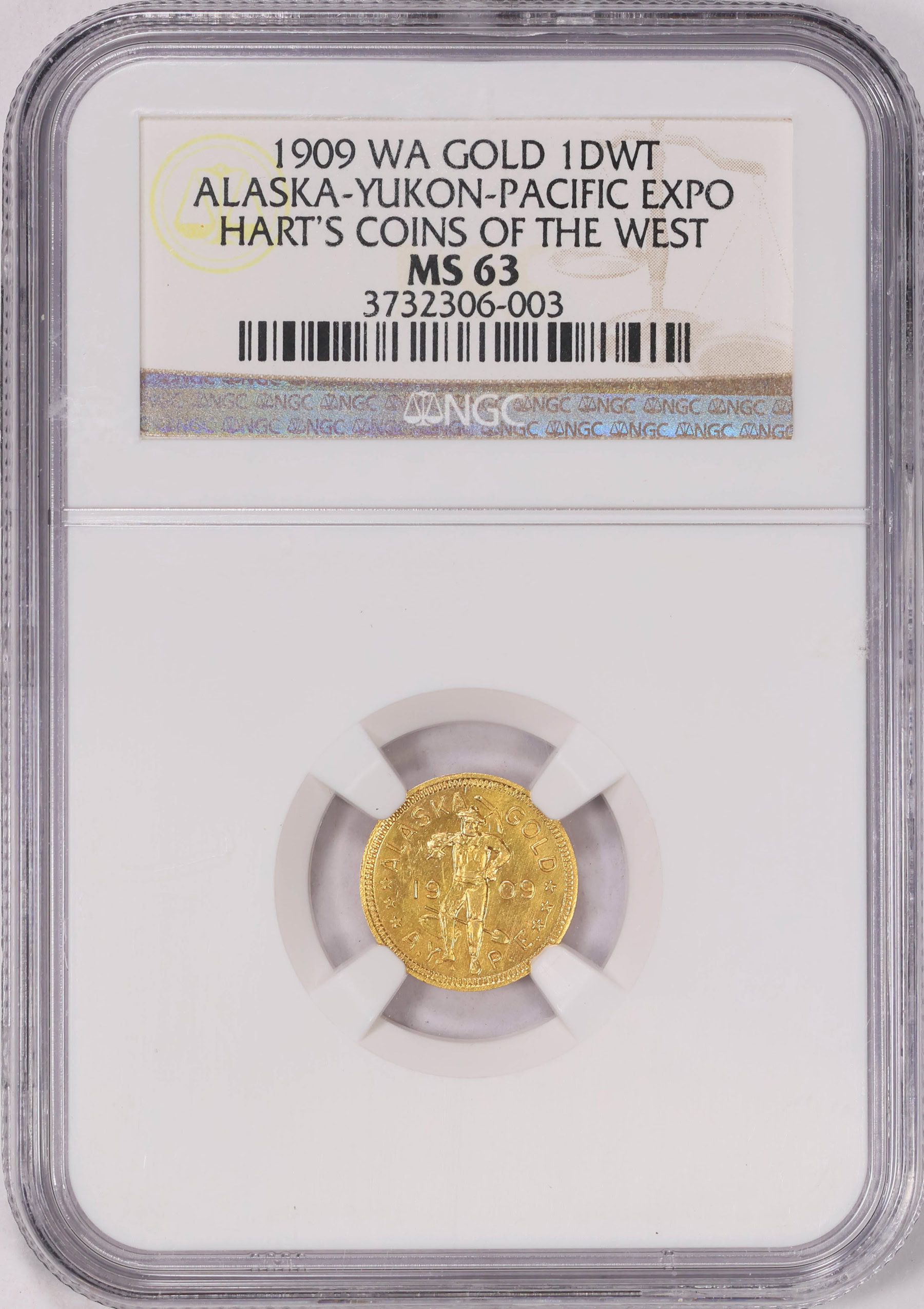 1909 WA Gold 1DWT Alaska-Yukon-Pacific Expo Hart's Coins of the West ...