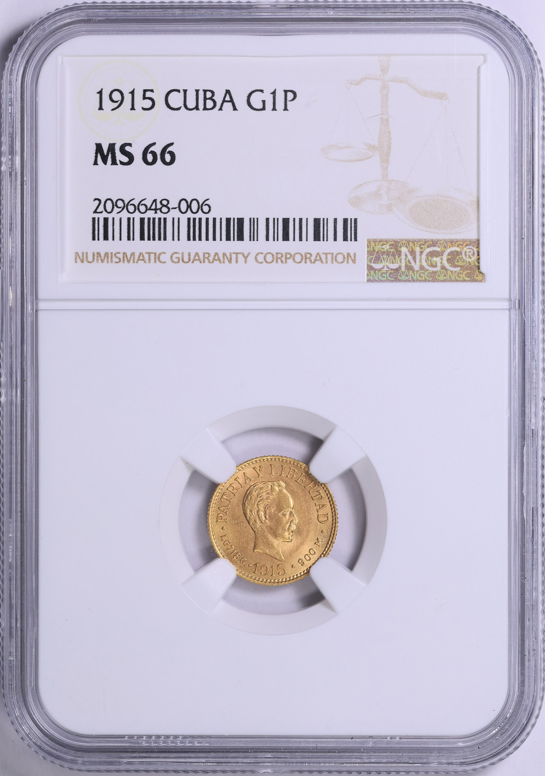 Cuba 1915 Gold Peso KM-16 NGC MS-66 (AGW = 0.0484 oz.) (Item 1835896 ...