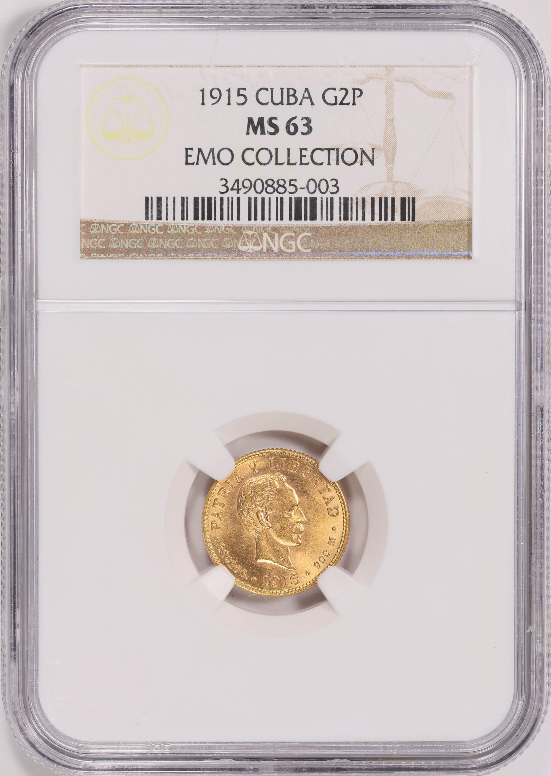 Cuba 1915 Gold 2 Pesos KM-17 NGC MS-63 (Ex: Emo Collection) (AGW = 0.0967 oz.) (Item 1835904 ...