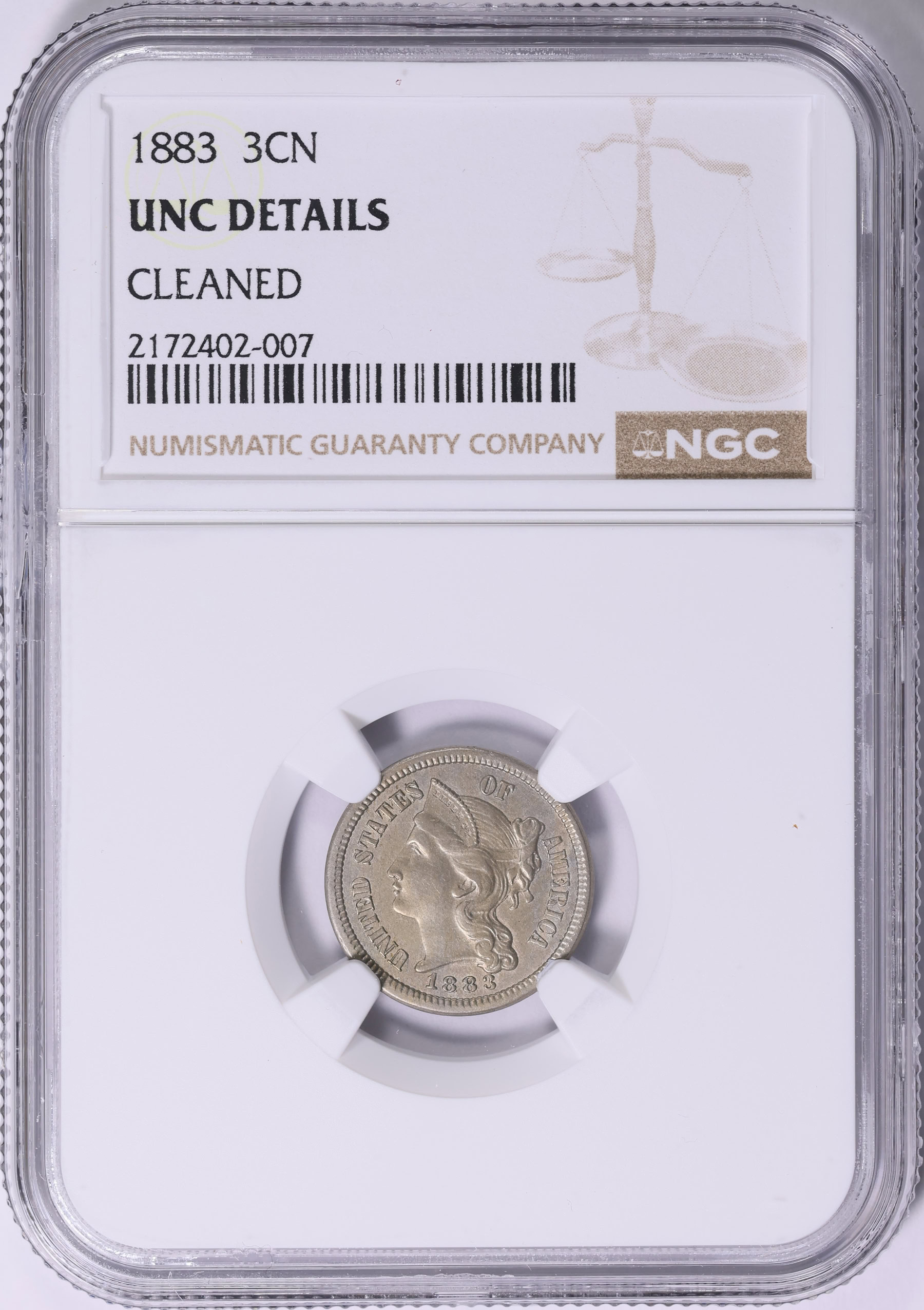 1883 Nickel Three-Cent Piece NGC Unc Details (Item 1836025 ...
