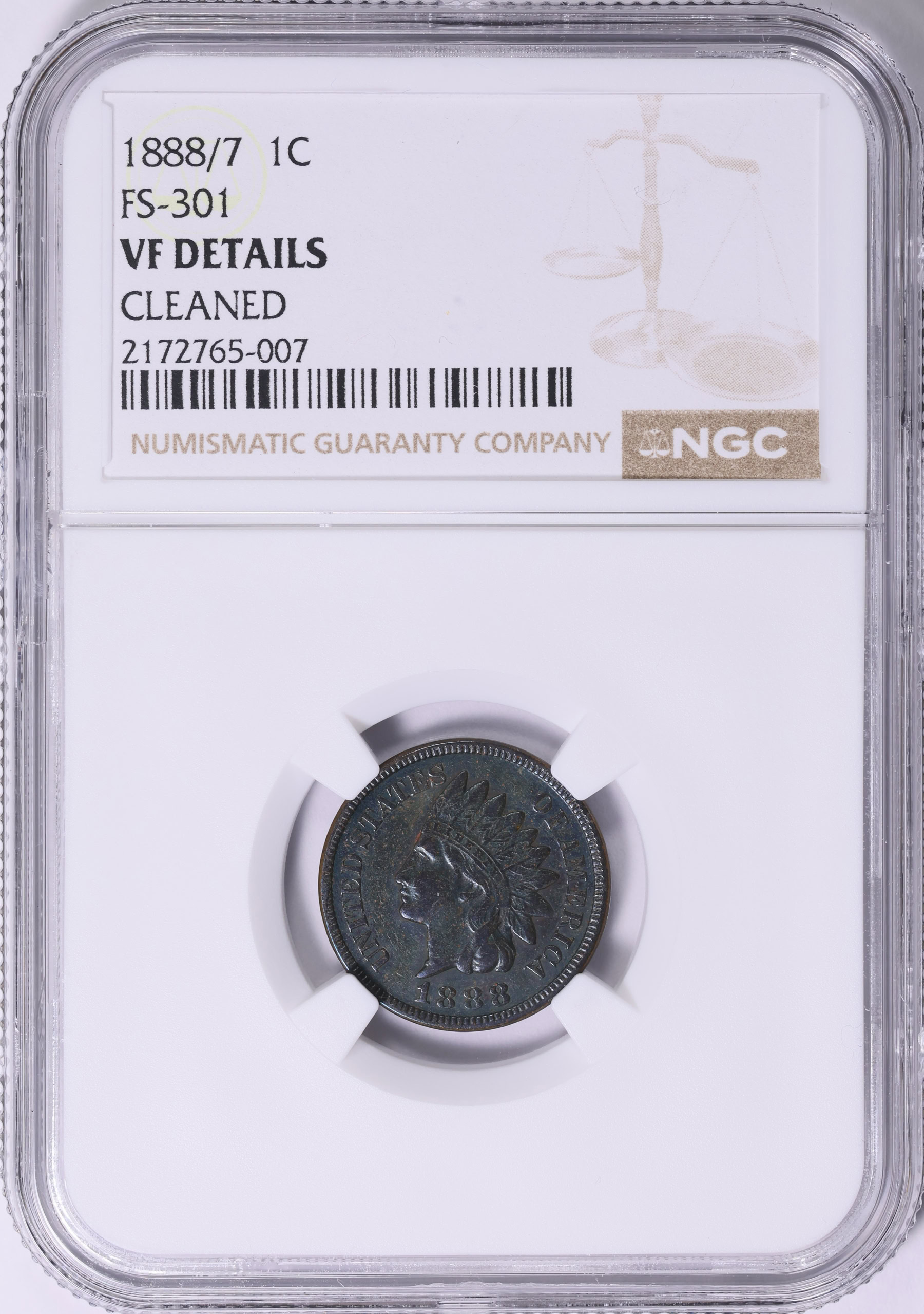 1888/7 Indian Cent FS-301 NGC VF Details (Item 1836037 ...