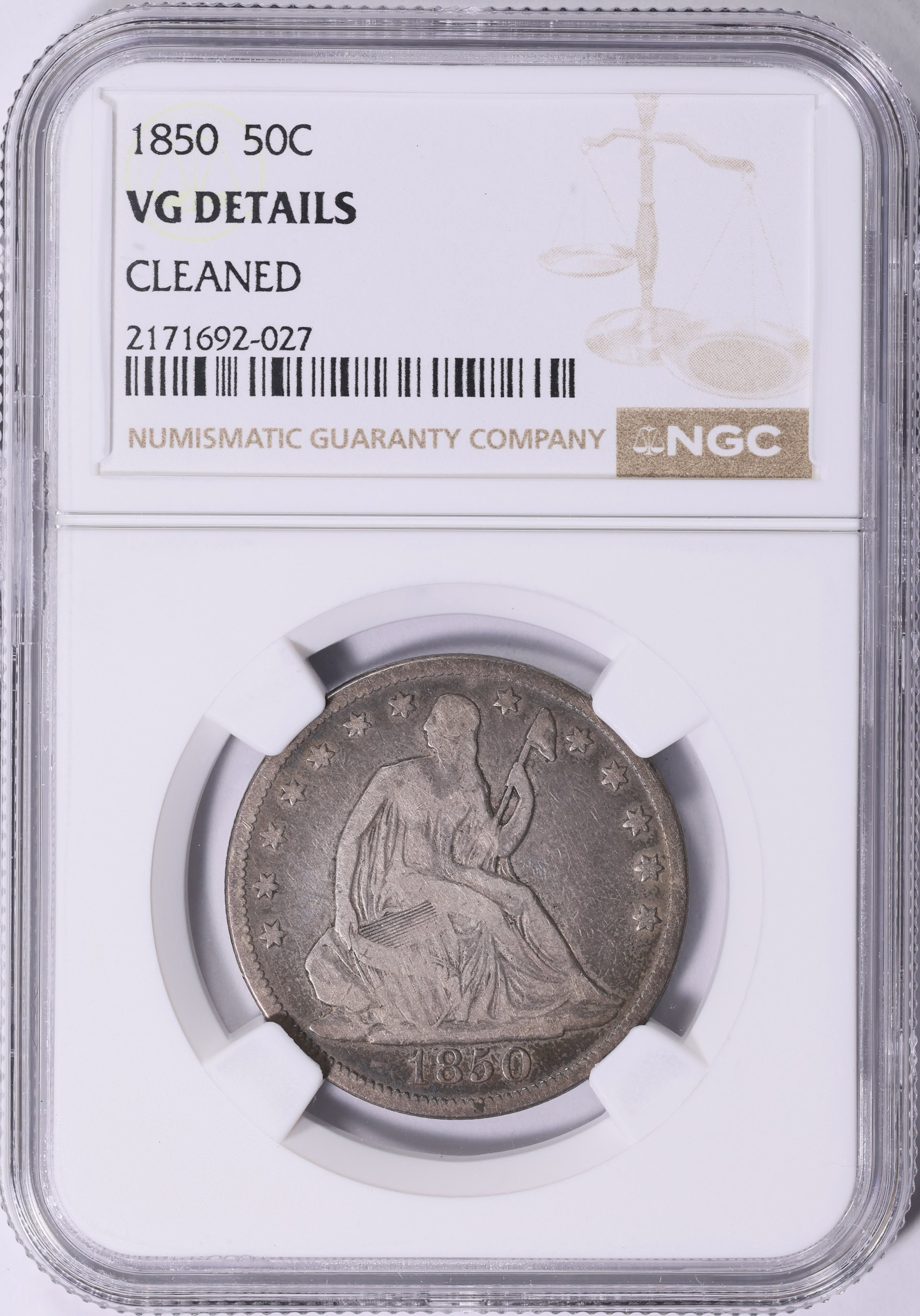 1850 Seated Liberty Half Dollar NGC VG Details (Item 1836066 ...