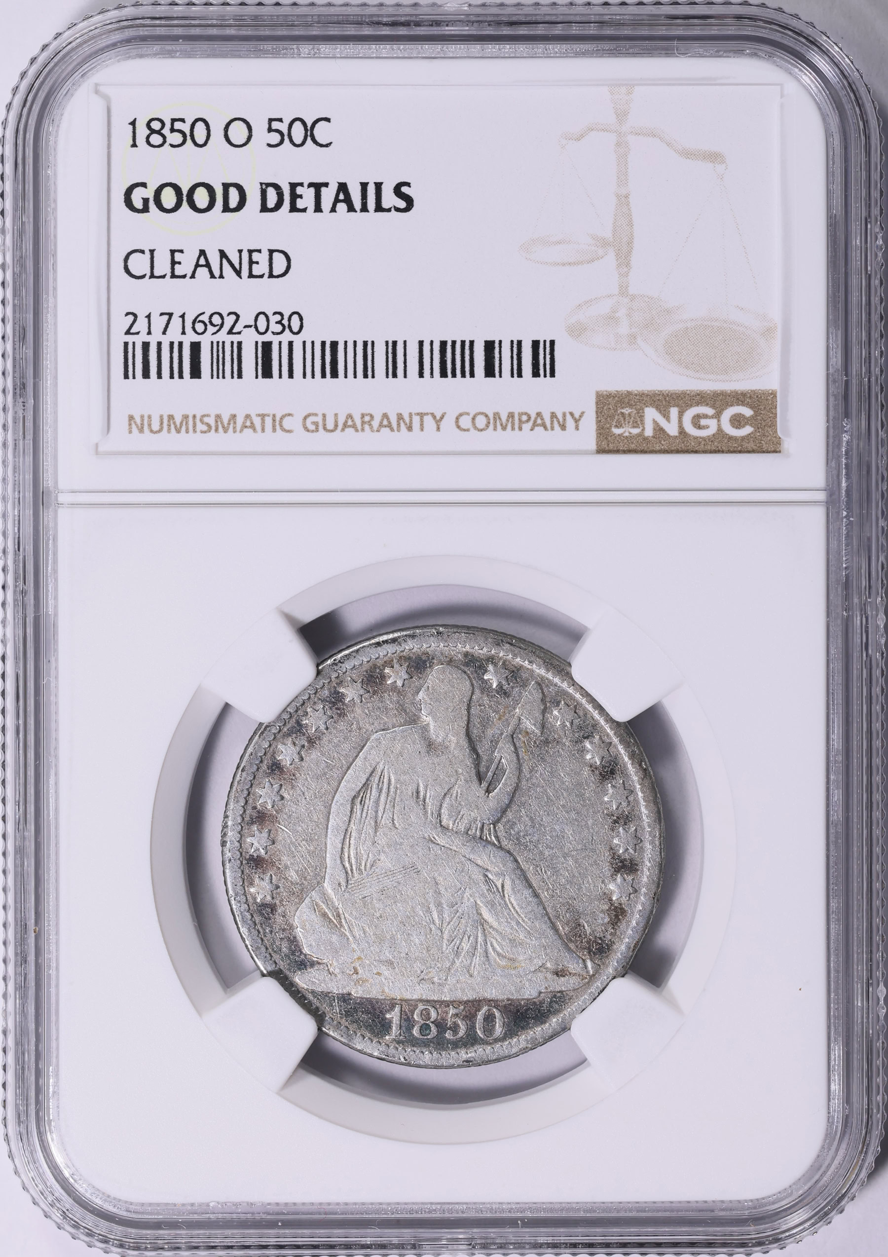 1850-O Seated Liberty Half Dollar NGC Good Details (Item 1836084 ...