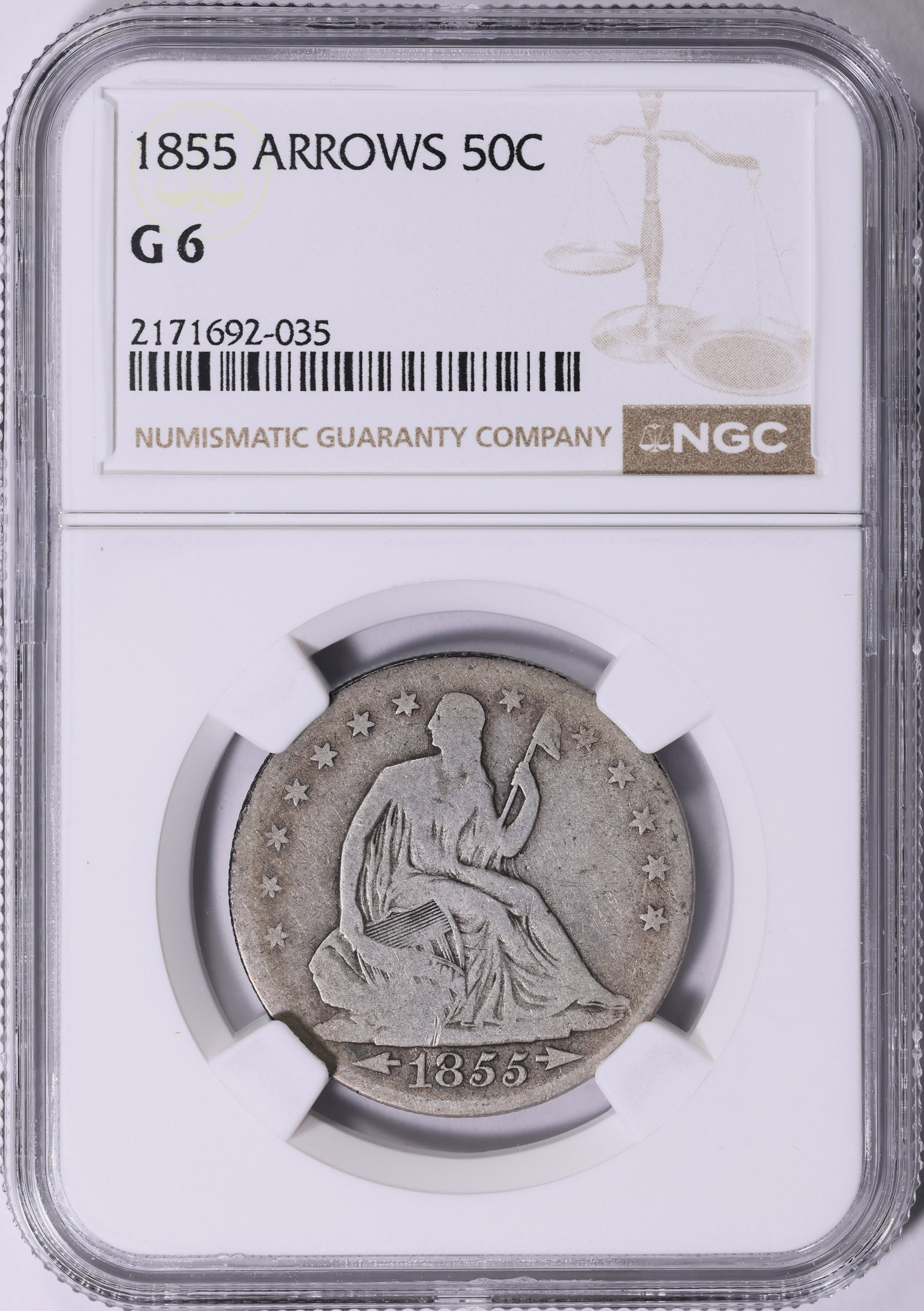 1855 Seated Liberty Half Dollar Arrows NGC G-06 (Toned) (Item 1836089) | GreatCollections Coin ...