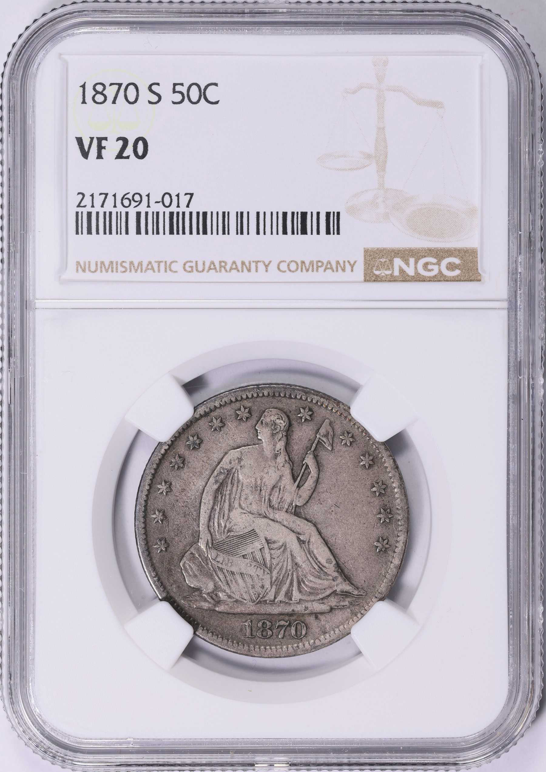 1870-S Seated Liberty Half Dollar NGC VF-20 (Item 1836111) | GreatCollections Coin Auctions