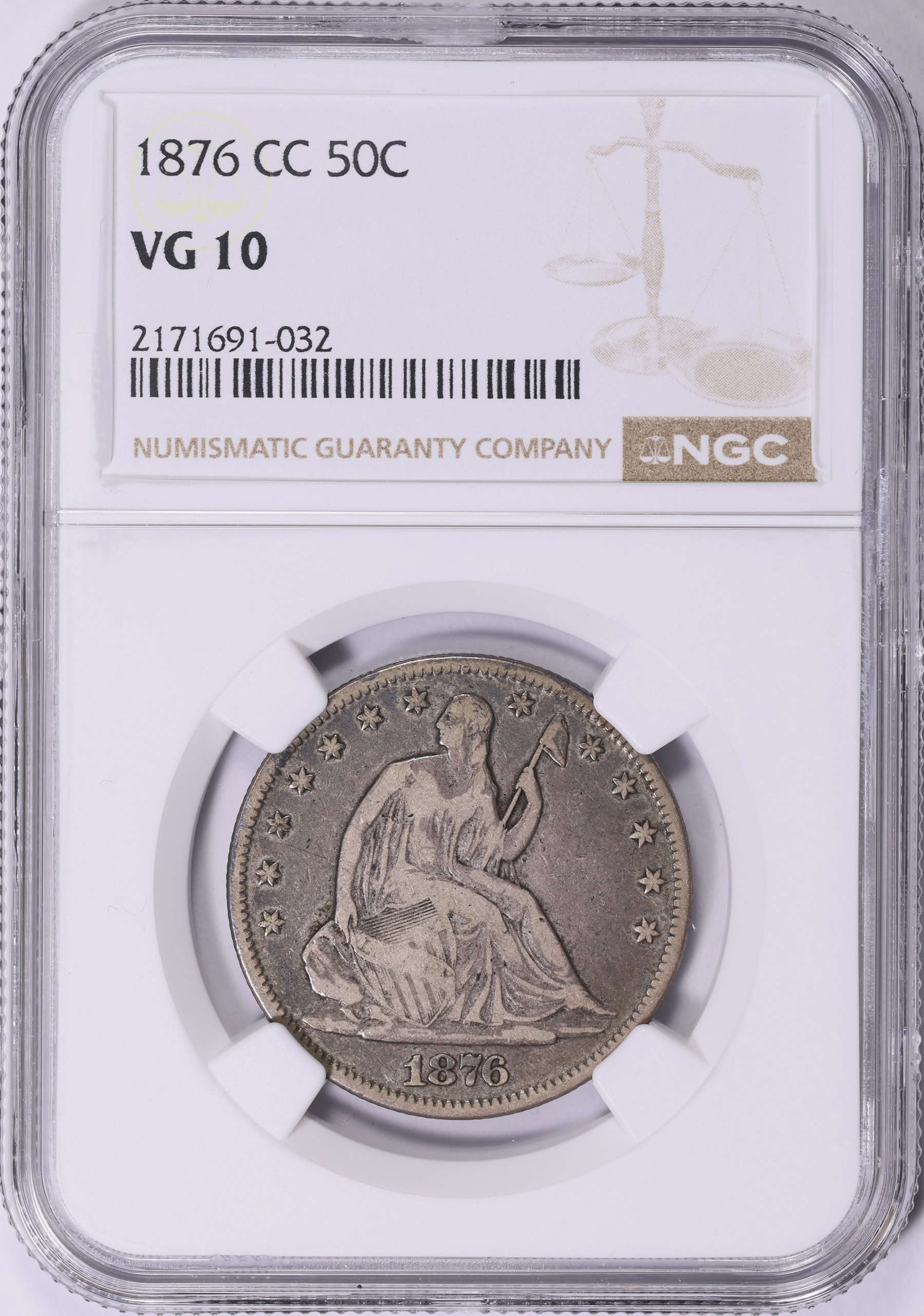1876-CC Seated Liberty Half Dollar NGC VG-10 (Item 1836128) | GreatCollections Coin Auctions