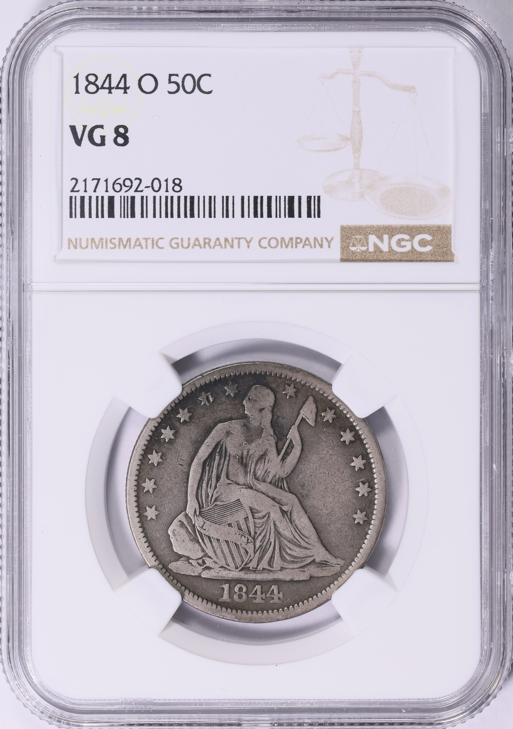 1844-O Seated Liberty Half Dollar NGC VG-08 (Item 1836276) | GreatCollections Coin Auctions