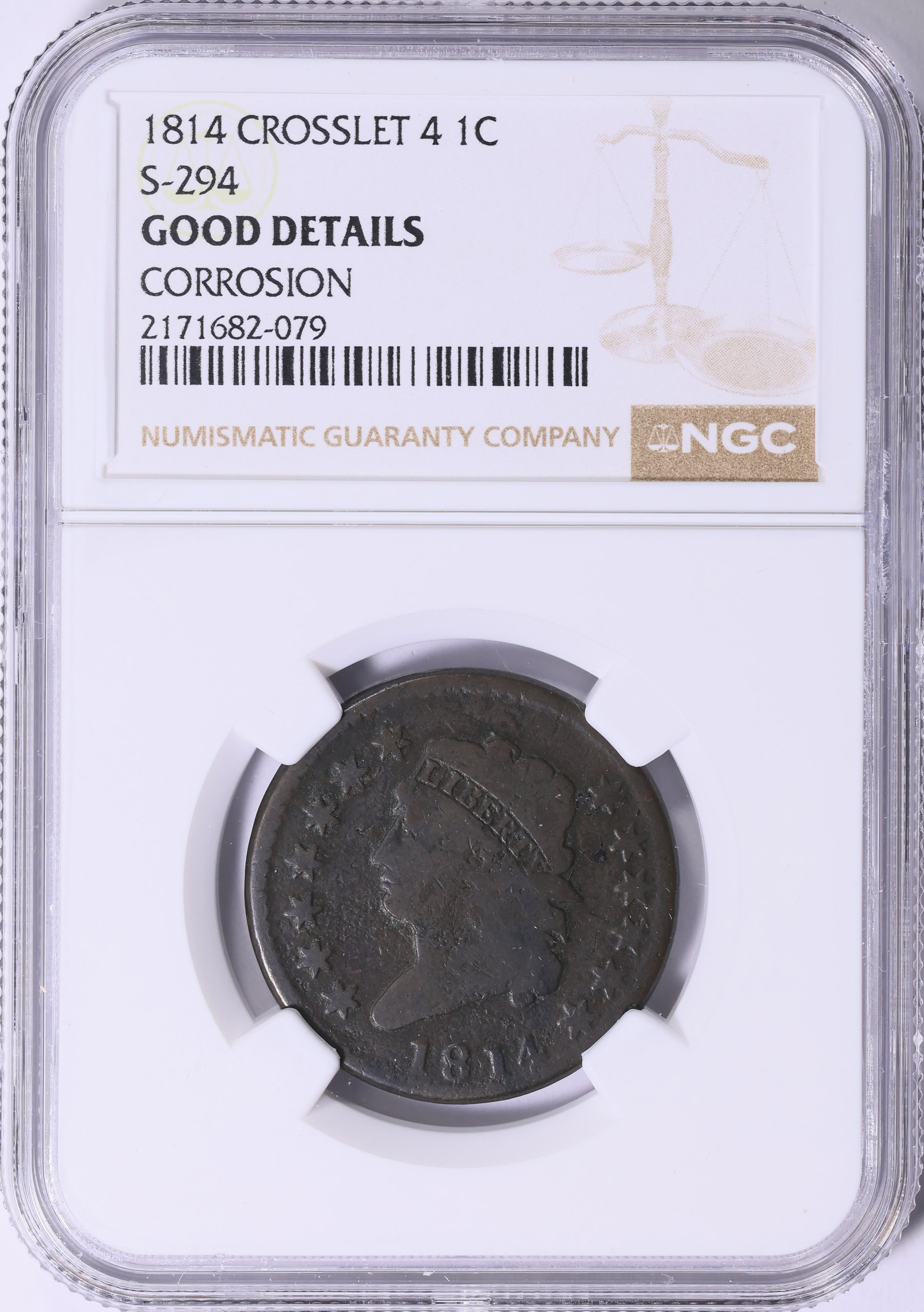 1814 Classic Cent Crosslet 4 S-294 NGC Good Details (Item 1836281 ...