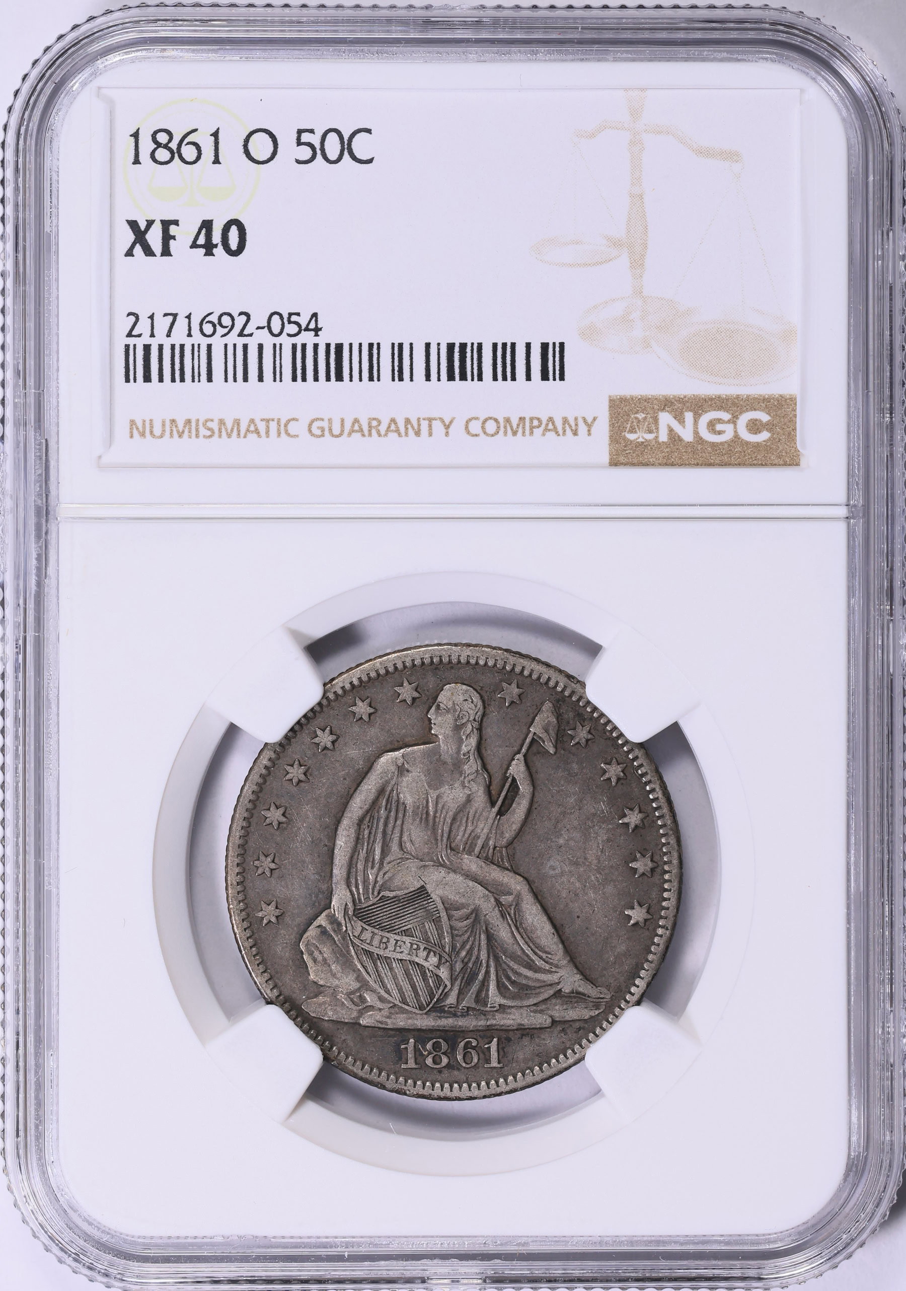 1861-O Seated Liberty Half Dollar NGC XF-40 (Item 1836315) | GreatCollections Coin Auctions