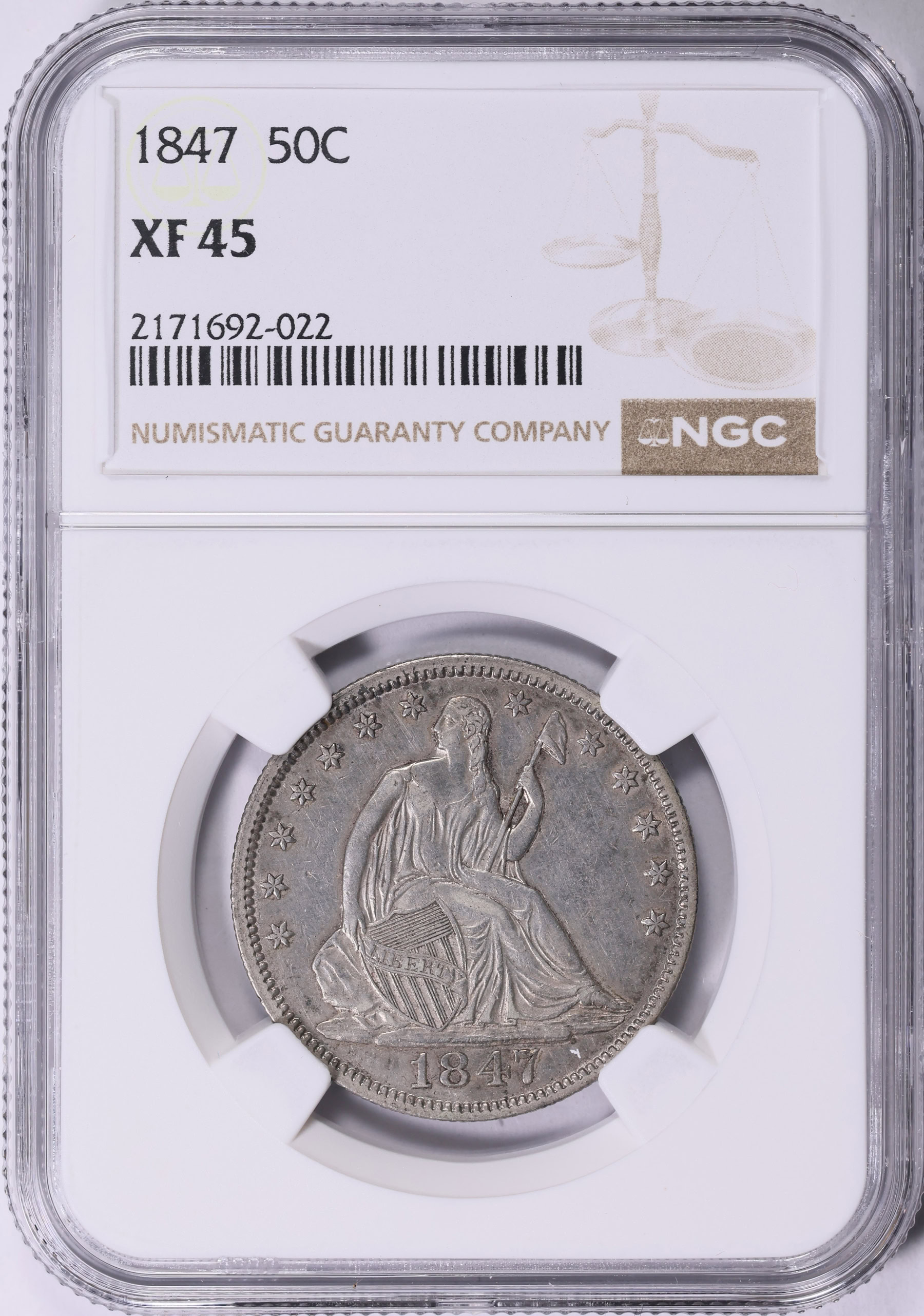 1847 Seated Liberty Half Dollar NGC XF-45 (Item 1836326) | GreatCollections Coin Auctions