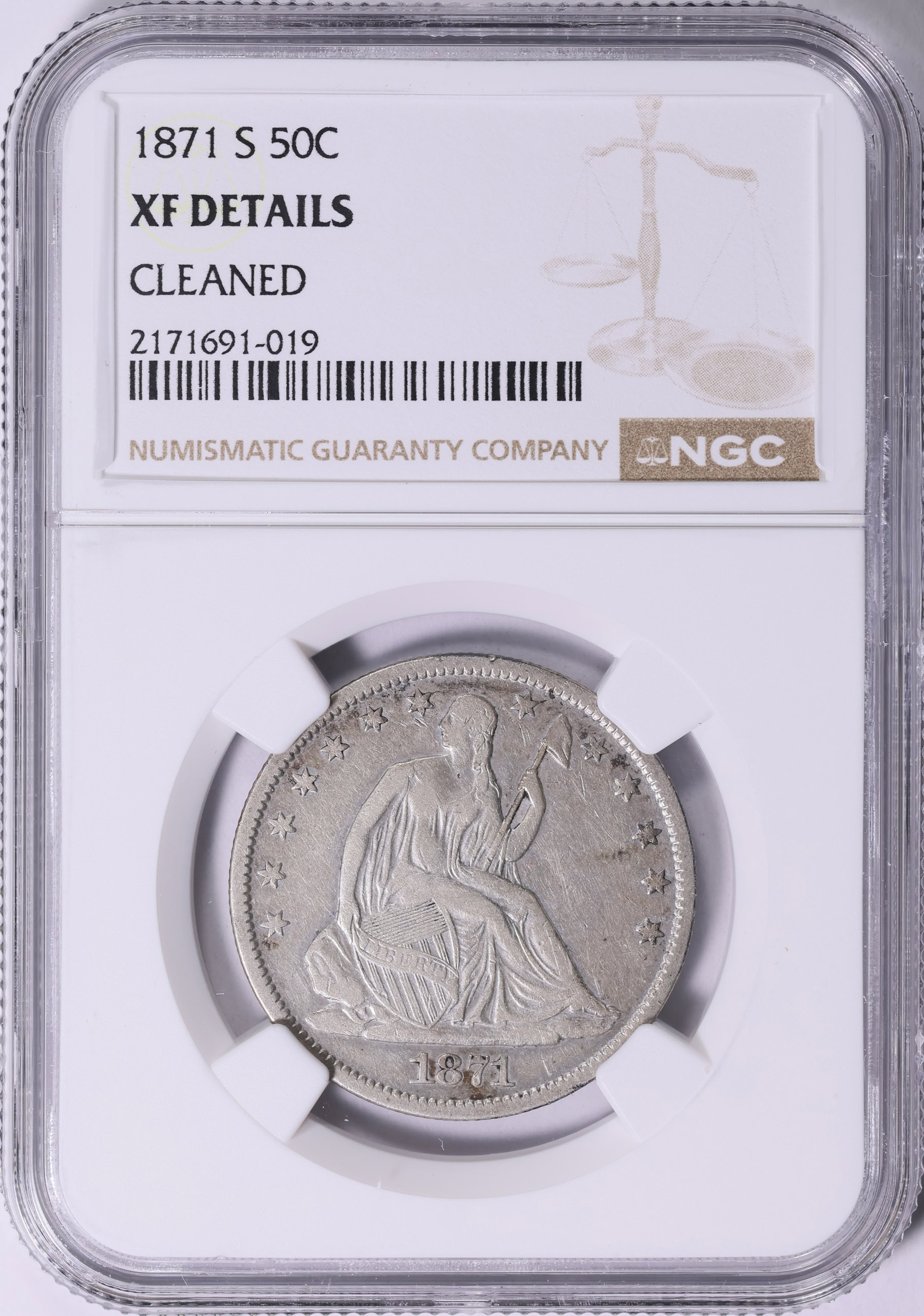 1871-S Seated Liberty Half Dollar NGC XF Details (Item 1836332 ...