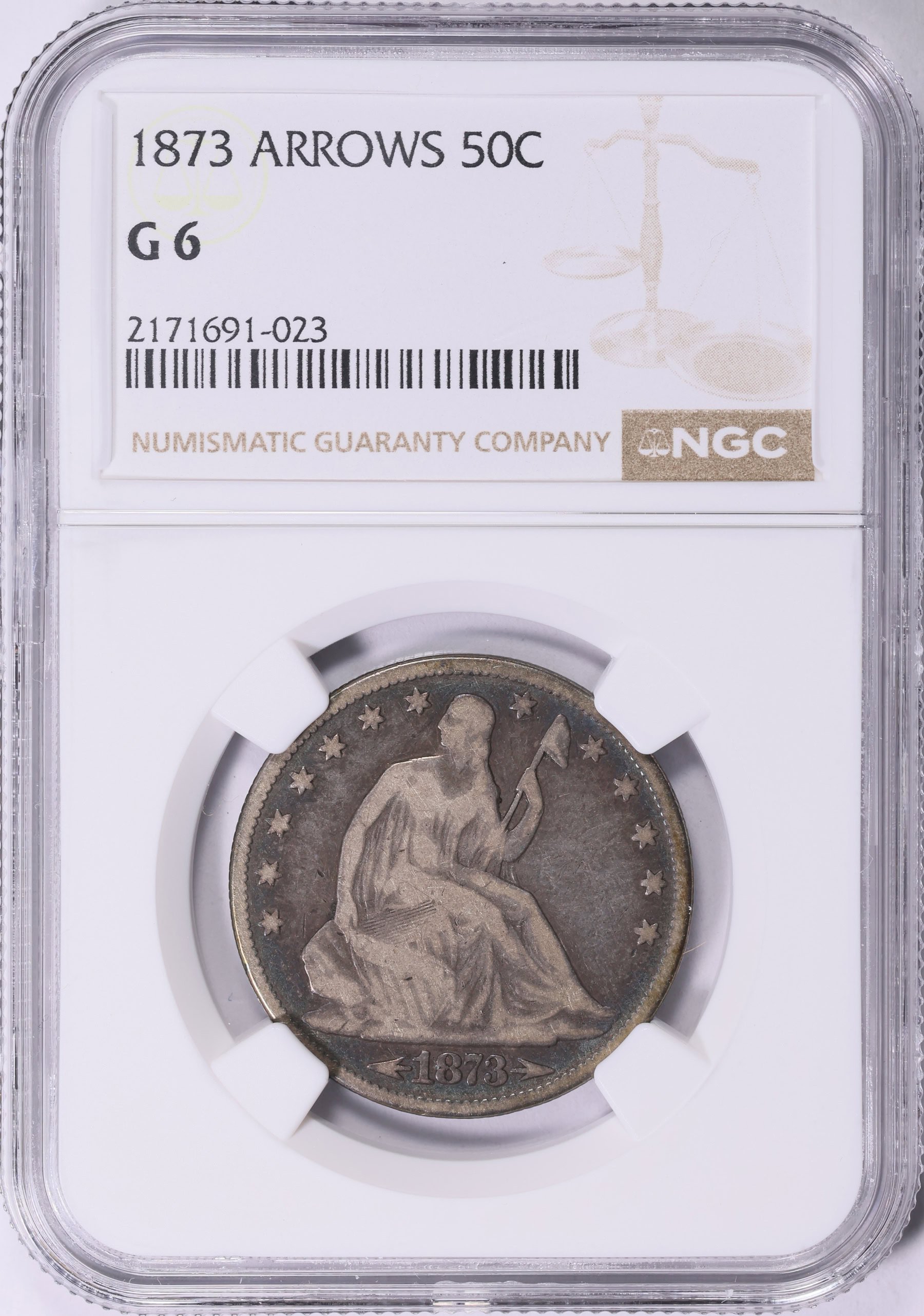 1873 Seated Liberty Half Dollar Arrows NGC G-06 (Toned) (Item 1836333) | GreatCollections Coin ...