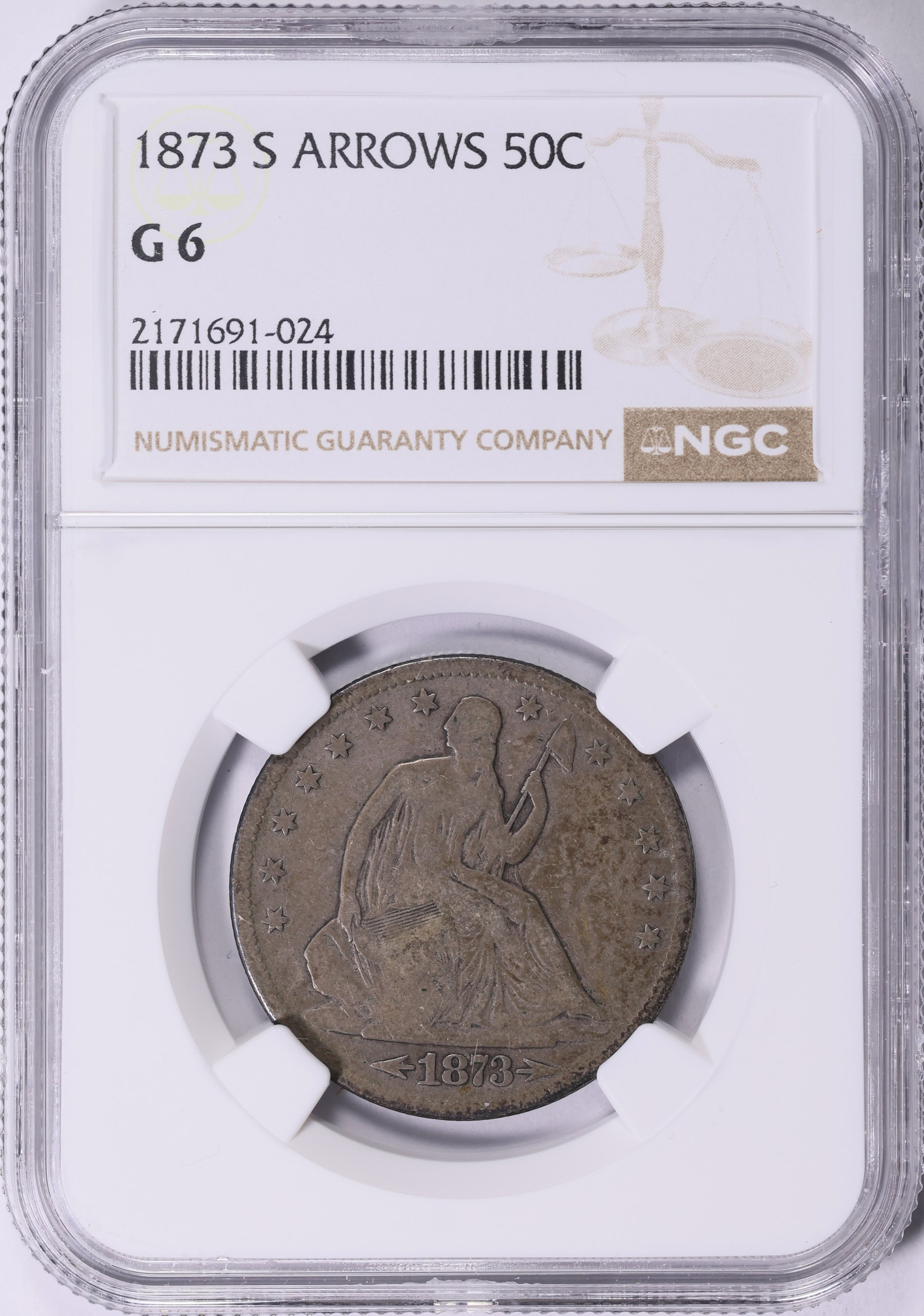1873-S Seated Liberty Half Dollar Arrows NGC G-06 (Item 1836334) | GreatCollections Coin Auctions