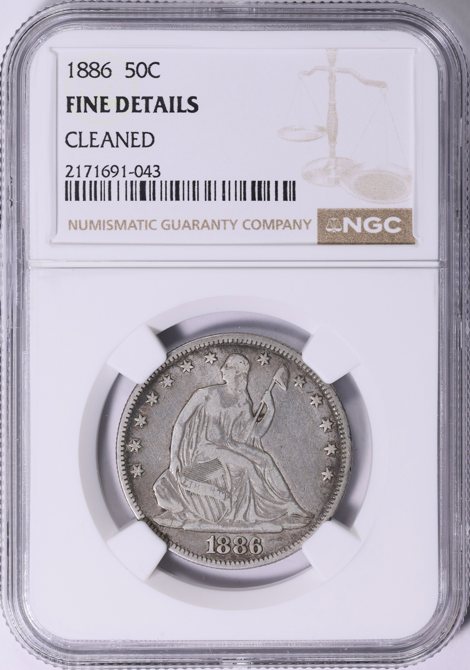 1886 Seated Liberty Half Dollar NGC Fine Details (Item 1836337) | GreatCollections Coin Auctions