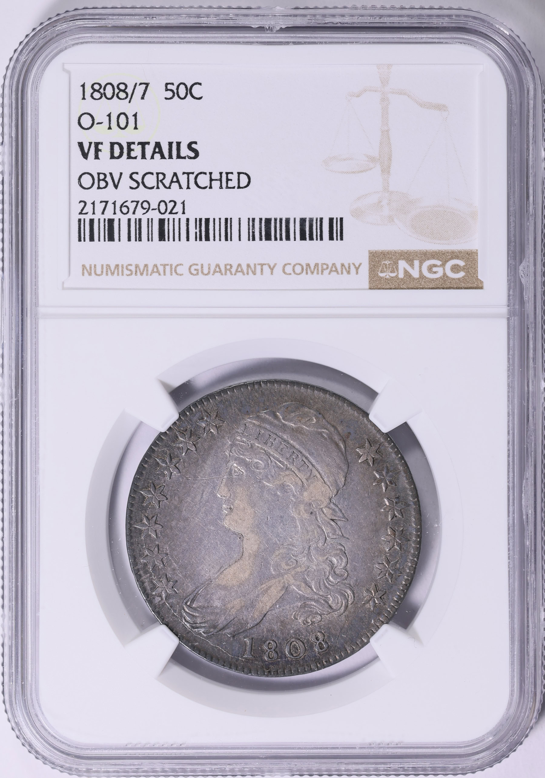 1808/7 Capped Bust Half Dollar O-101 NGC VF Details (Item 1836387 ...