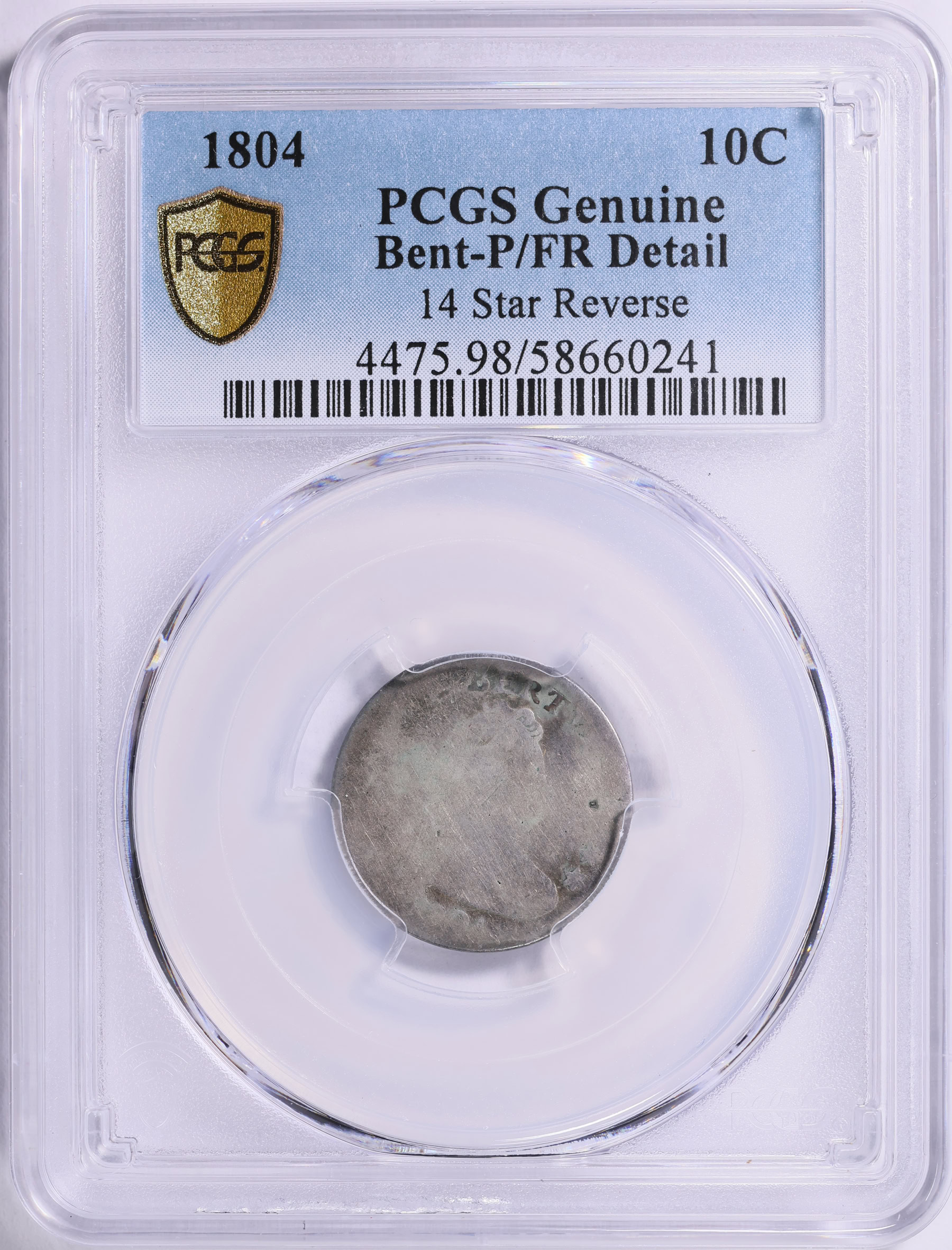 1804 Draped Bust Dime 14 Stars Reverse PCGS Genuine Poor/Fair Details ...