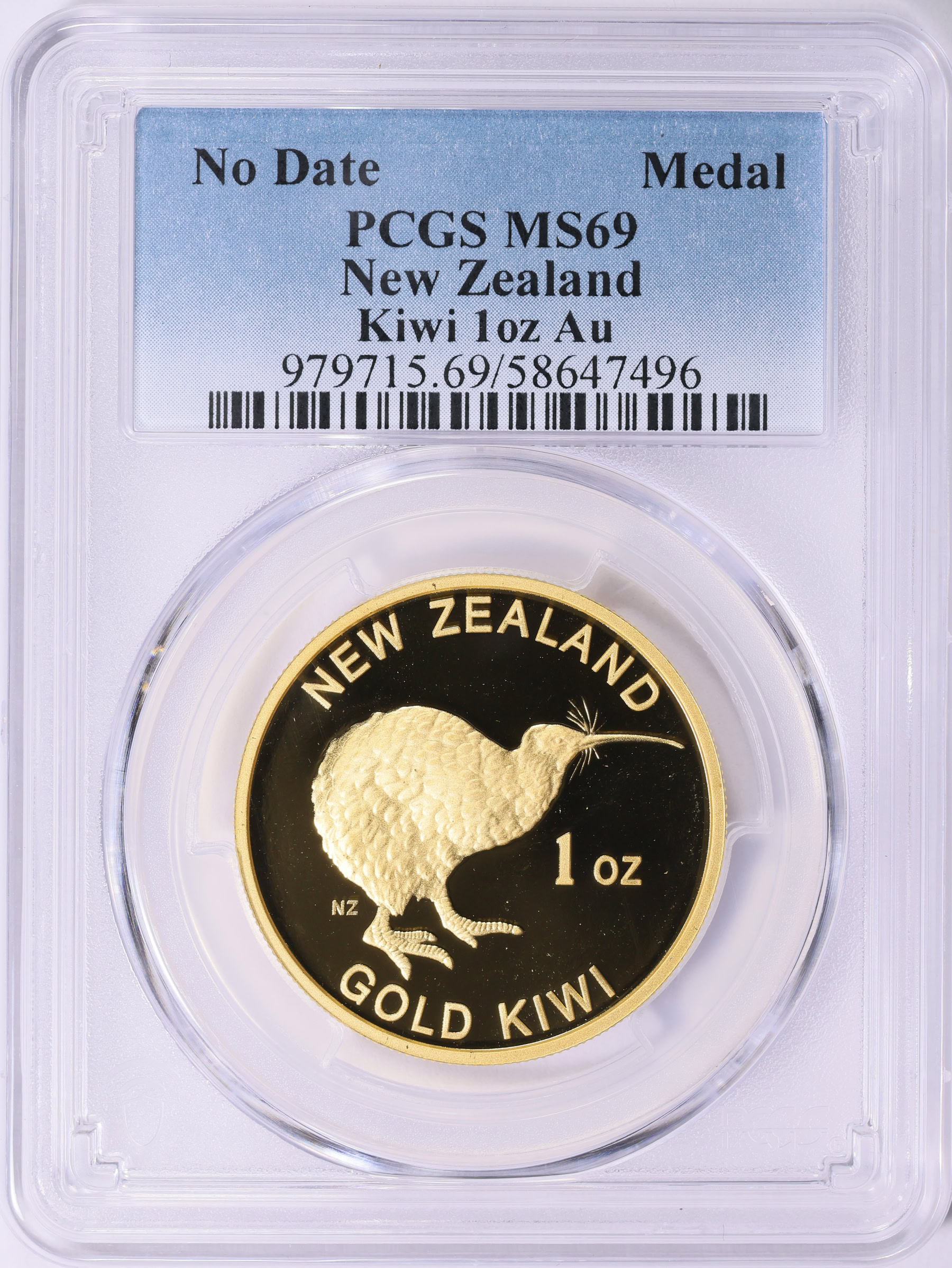 New Zealand ND Gold 1oz Kiwi Mint Medal PCGS MS-69 (AGW = 0.999 oz.) | PCGS Cert #58647496 ...