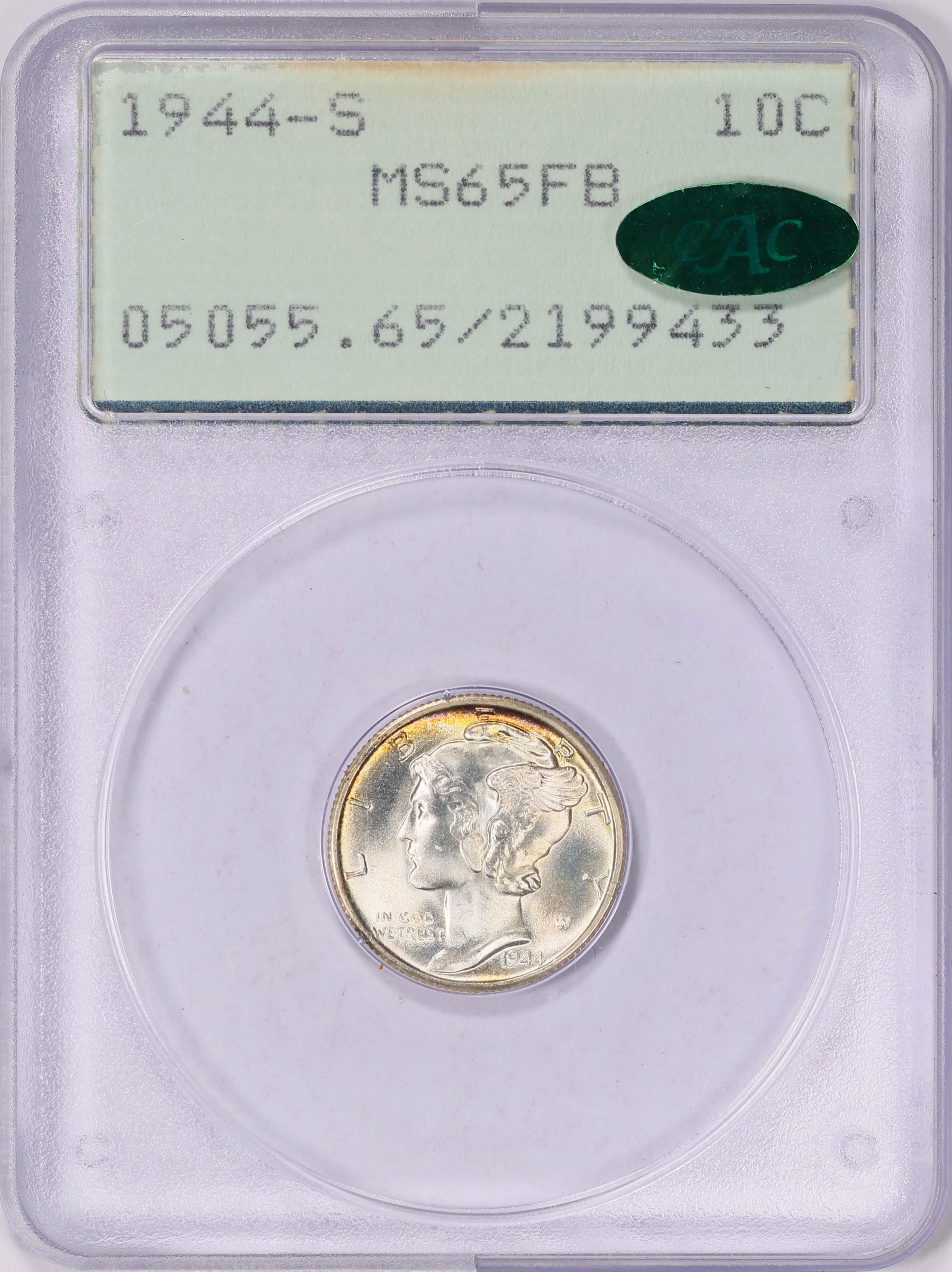 1944-S Mercury Dime PCGS MS-65 FB (CAC Green) OGH (1st Gen) (Item 1836407) | GreatCollections ...