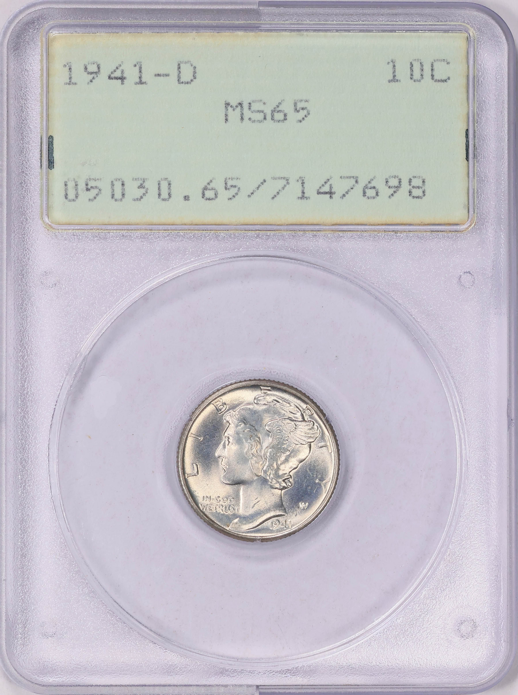 1941-D Mercury Dime PCGS MS-65 OGH (1st Gen) (Item 1836414) | GreatCollections Coin Auctions