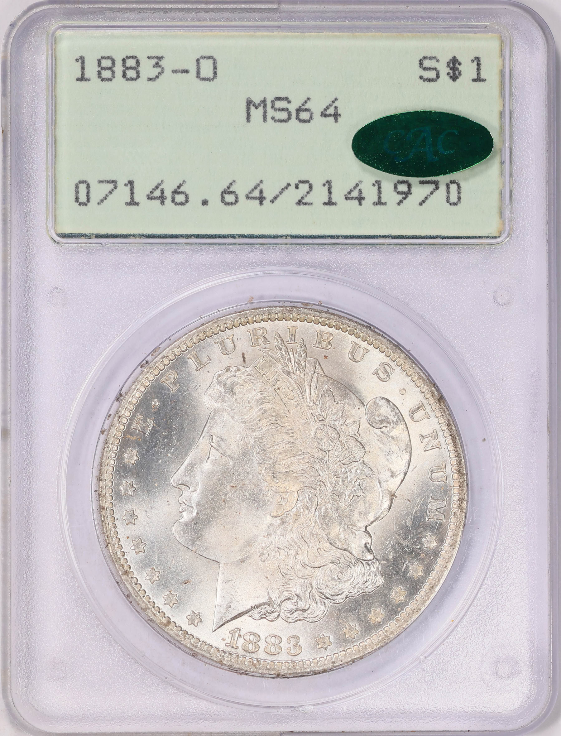 1883-O Morgan Silver Dollar PCGS MS-64 (CAC Green) OGH (1st Gen) (Item 1836417 ...