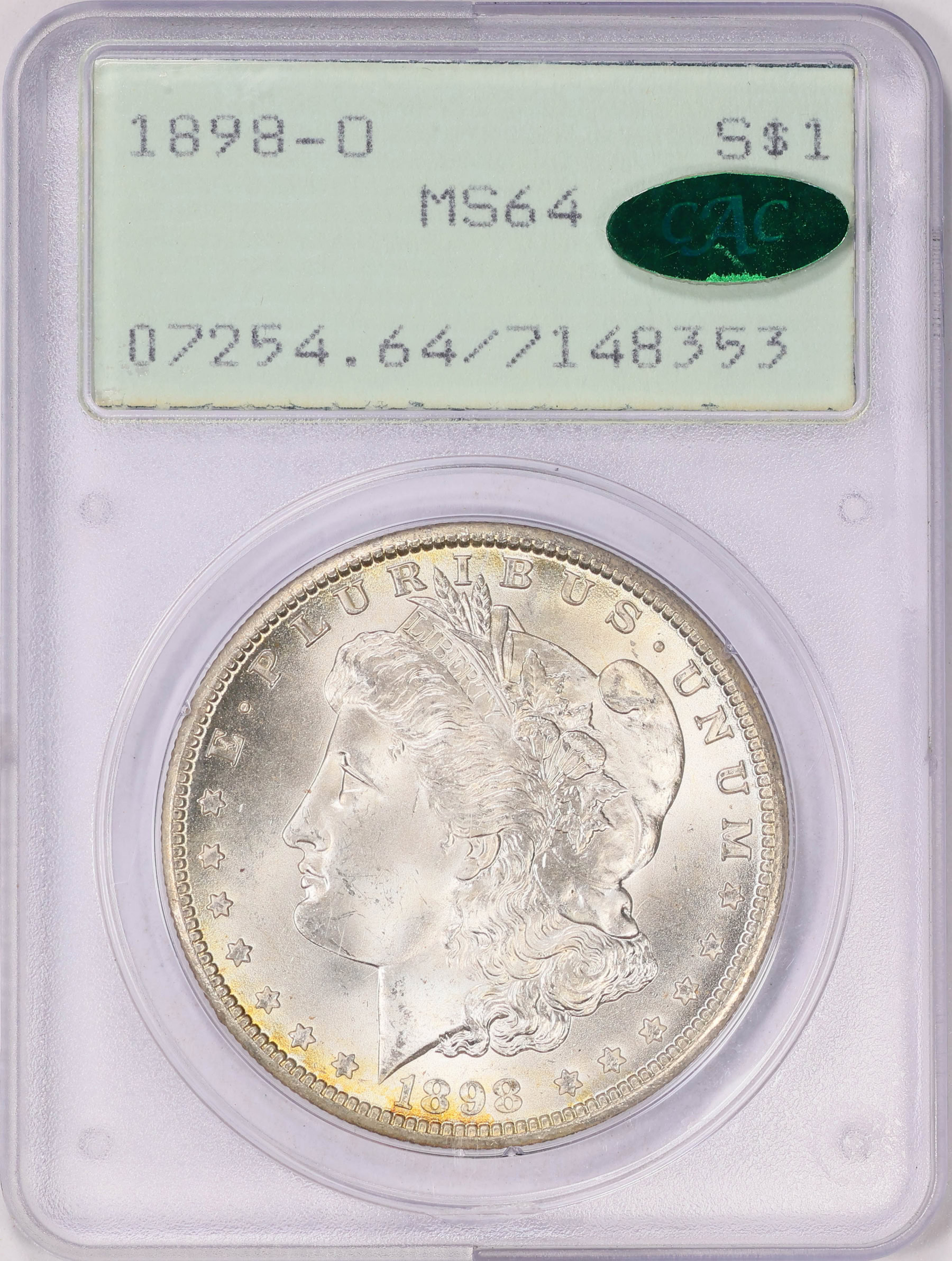 1898-O Morgan Silver Dollar PCGS MS-64 (CAC Green) OGH (1st Gen) (Item 1836418 ...