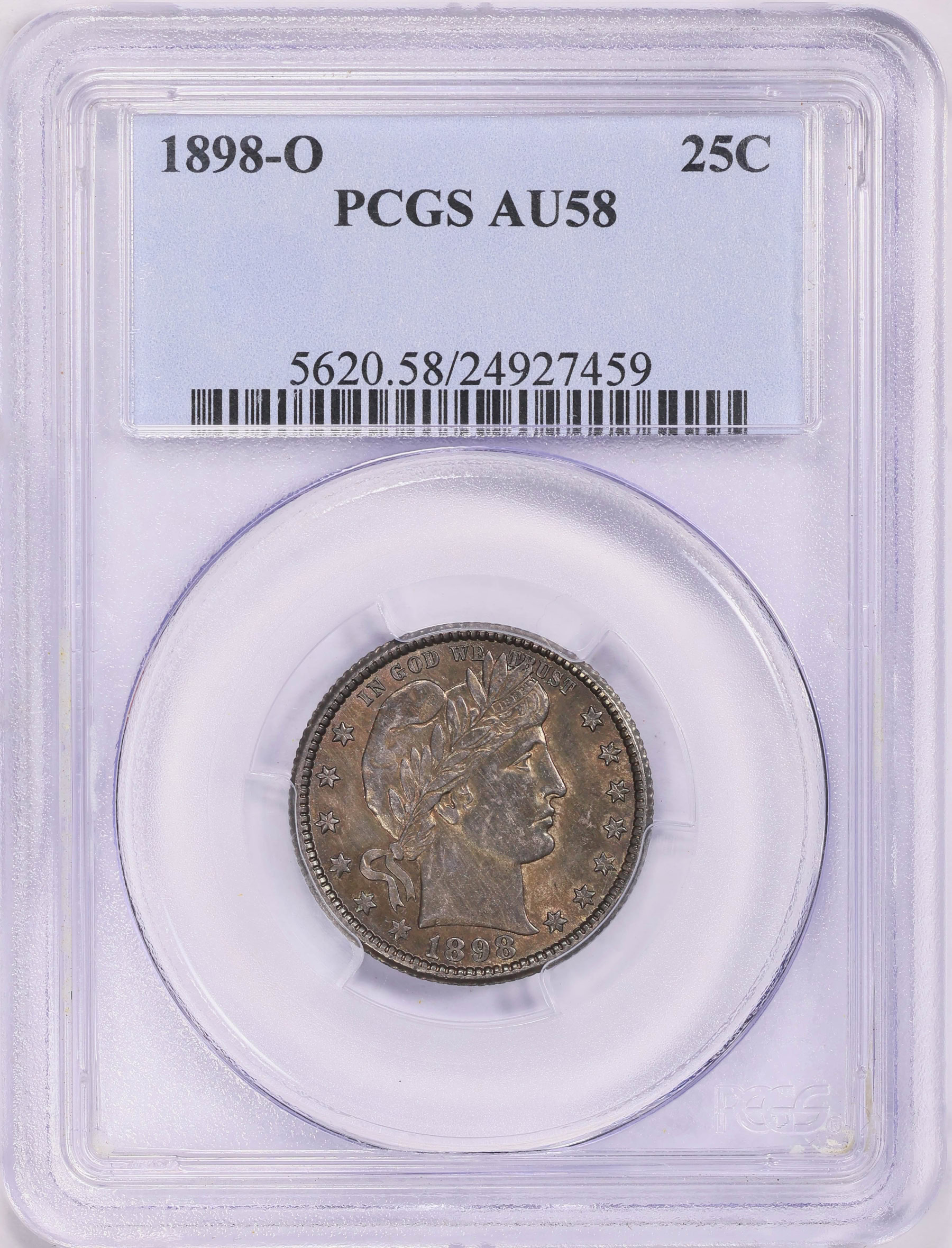 1898-O Barber Quarter PCGS AU-58 (Item 1836423) | GreatCollections Coin Auctions