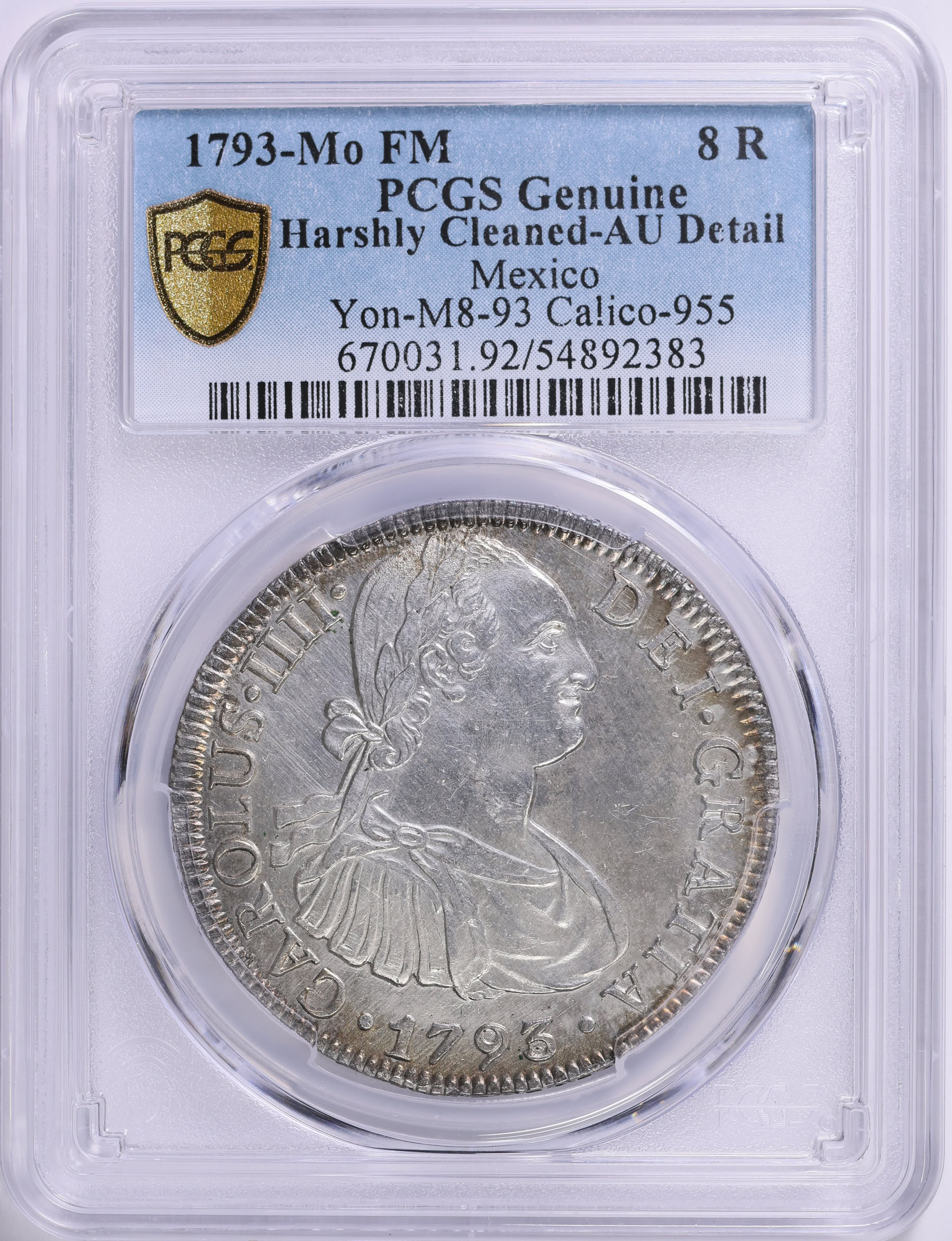 Mexico 1793-Mo FM Silver 8 Reales KM-109 PCGS Genuine Au Details (Item 1836567 ...