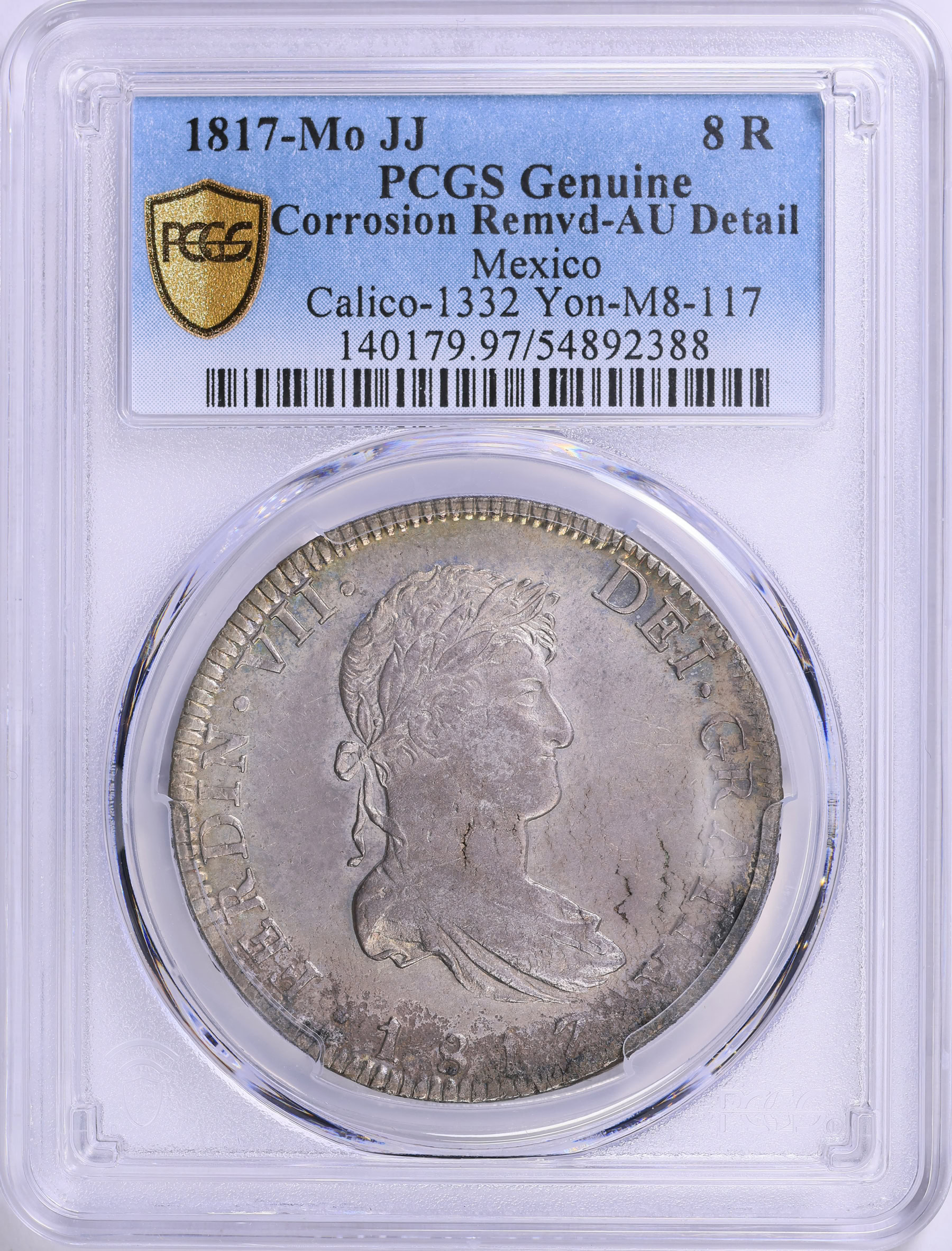Mexico 1817-Mo JJ Silver 8 Reales KM-111 PCGS Genuine AU Details (Item 1836572 ...