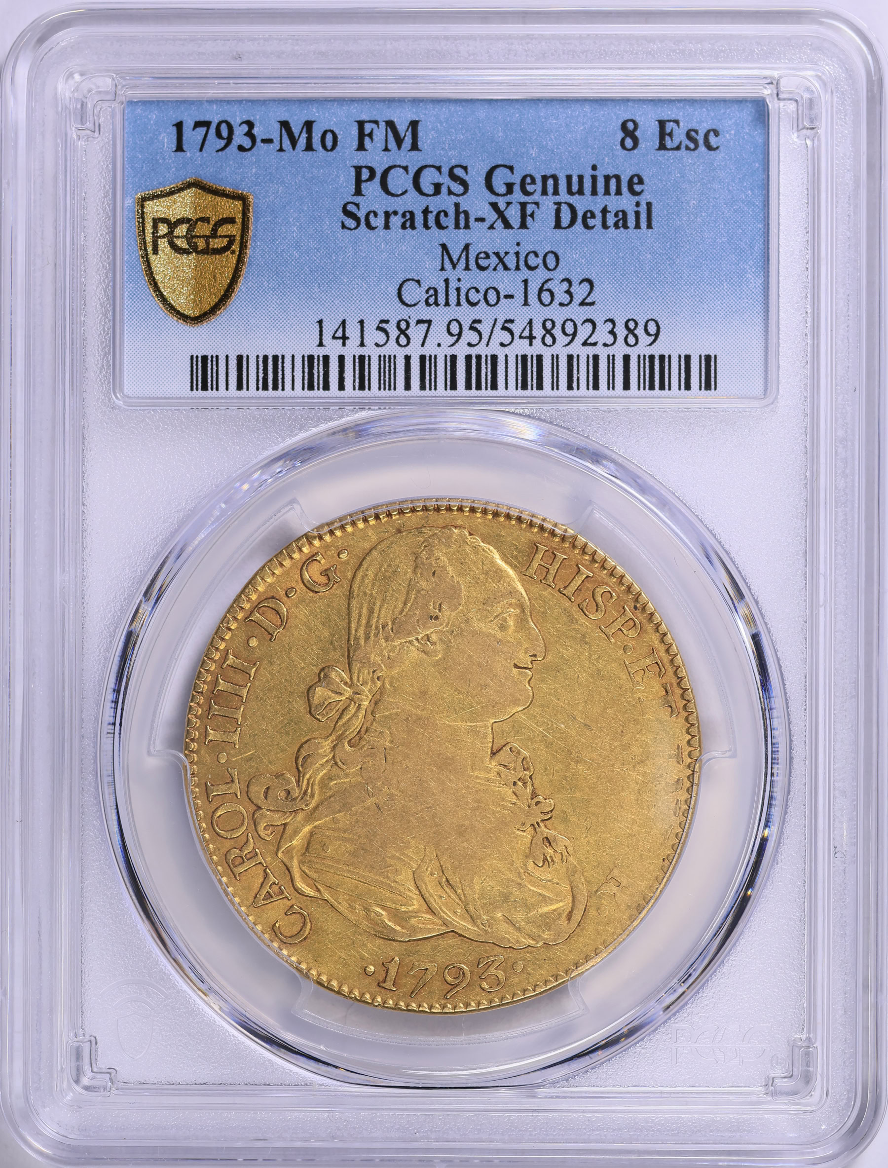 Mexico 1793-Mo FM Gold 8 Escudos KM-159 PCGS Genuine XF Details (AGW ...