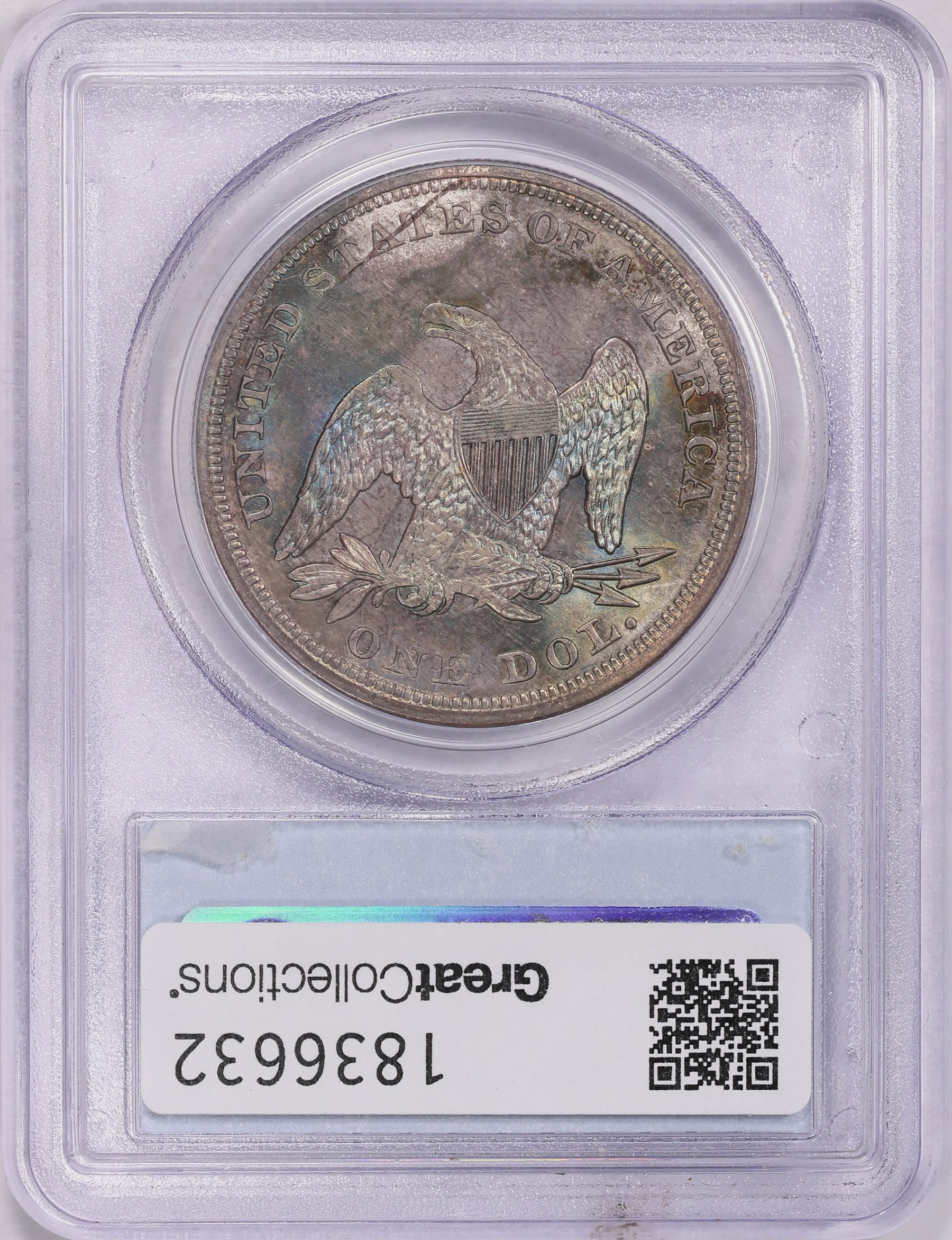 1857 Seated Liberty Silver Dollar PCGS MS-65 (CAC Green) (Toned) (Item 1836632 ...