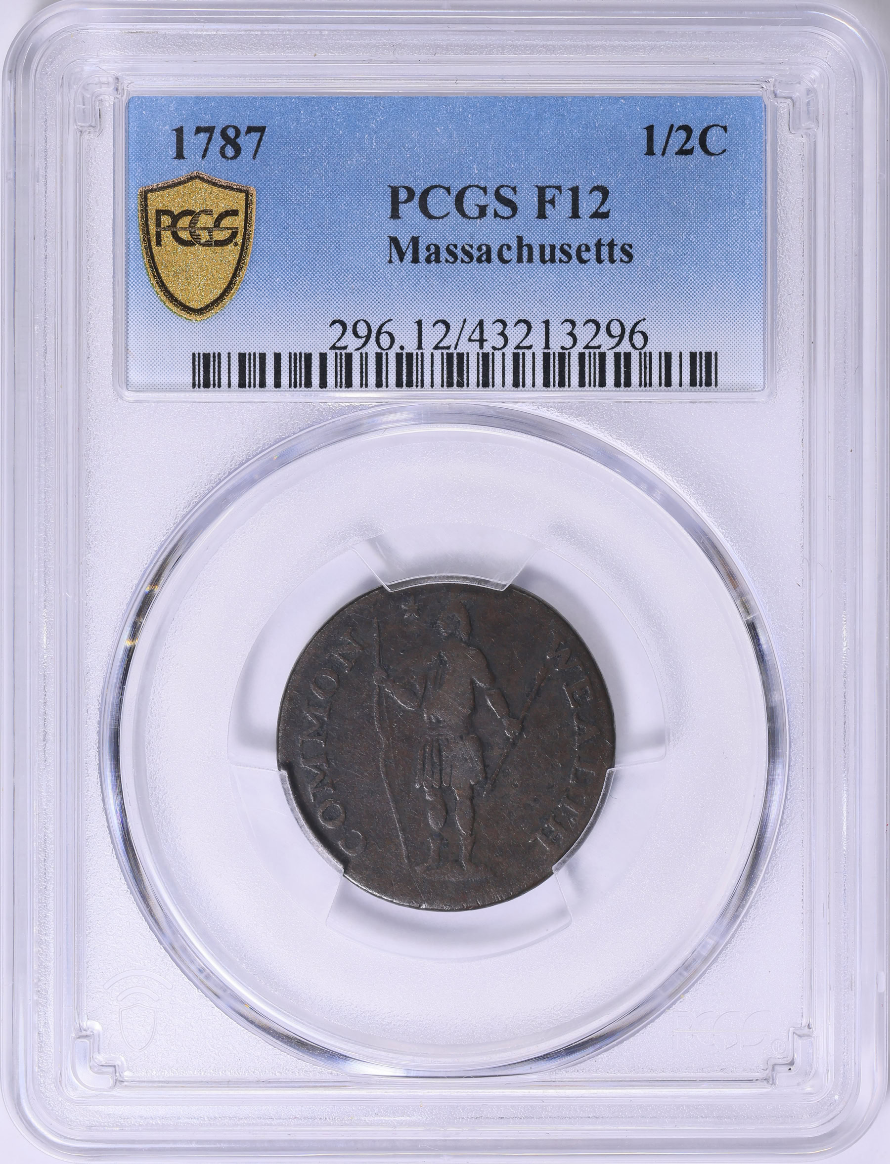 1787 Massachusetts Copper (Official) Half Cent PCGS F-12 (Item 1836716 ...