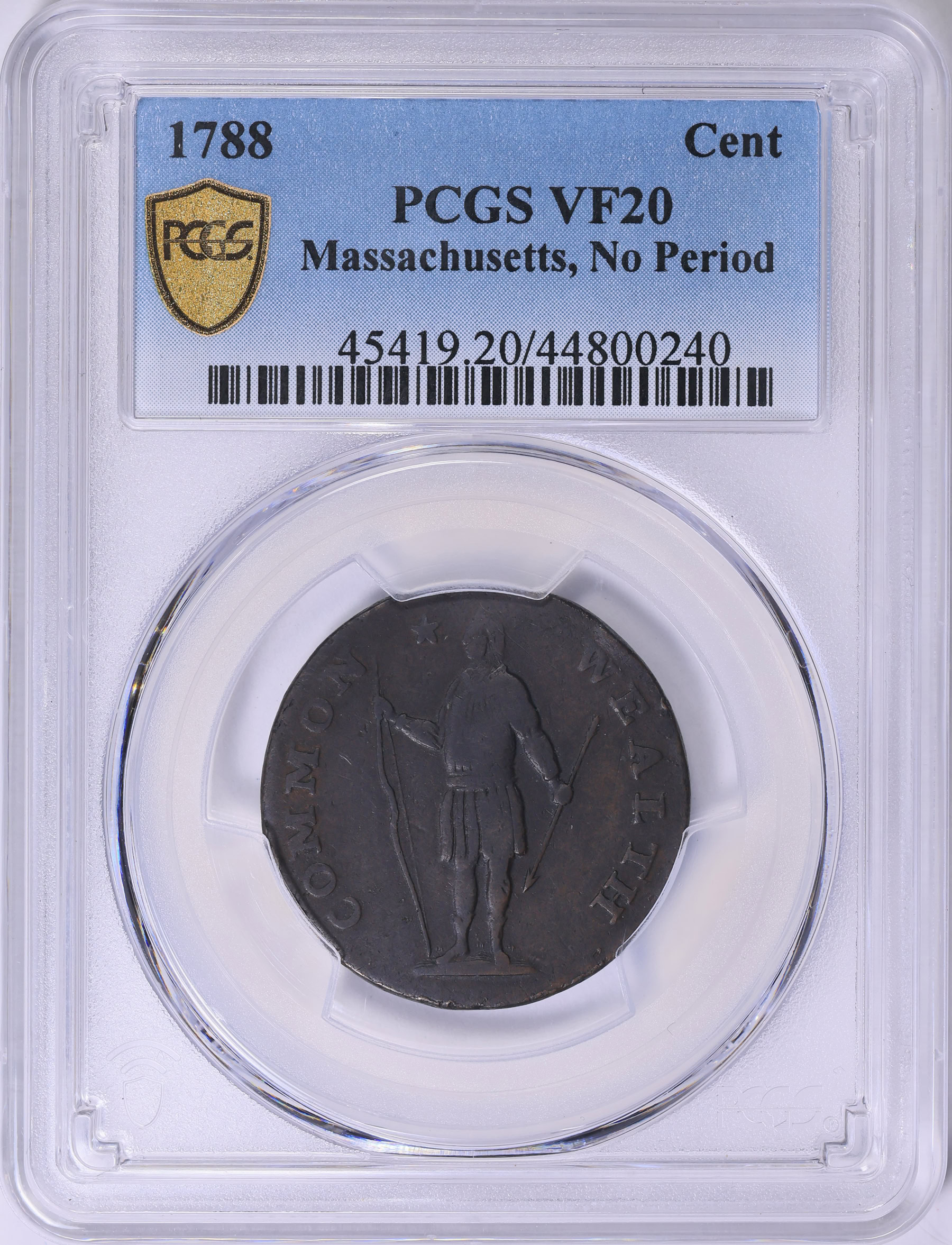 1788 Massachusetts Copper (Official) Cent No Period after Massachusetts ...