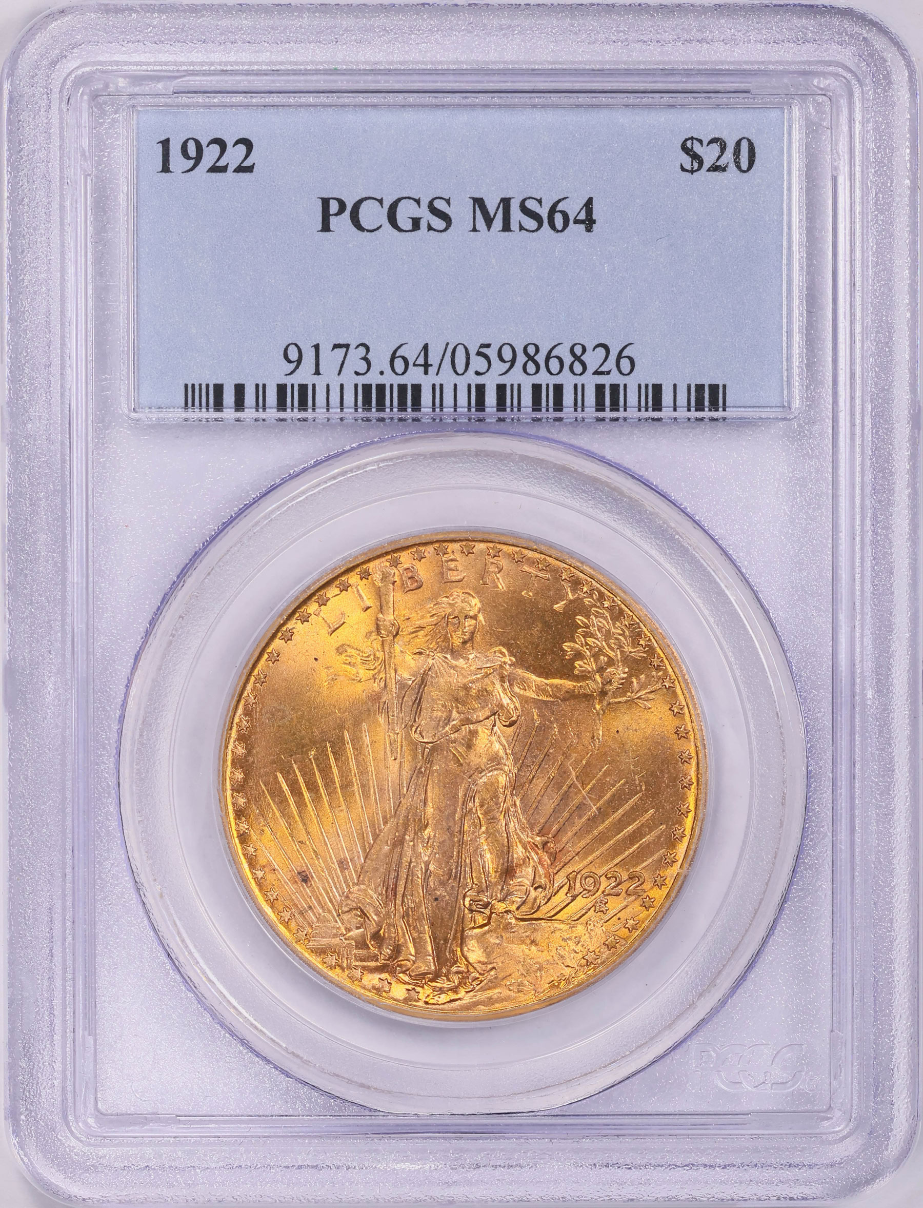 1922 Saint-Gaudens Gold Double Eagle PCGS MS-64 (Item 1836778) | GreatCollections Coin Auctions