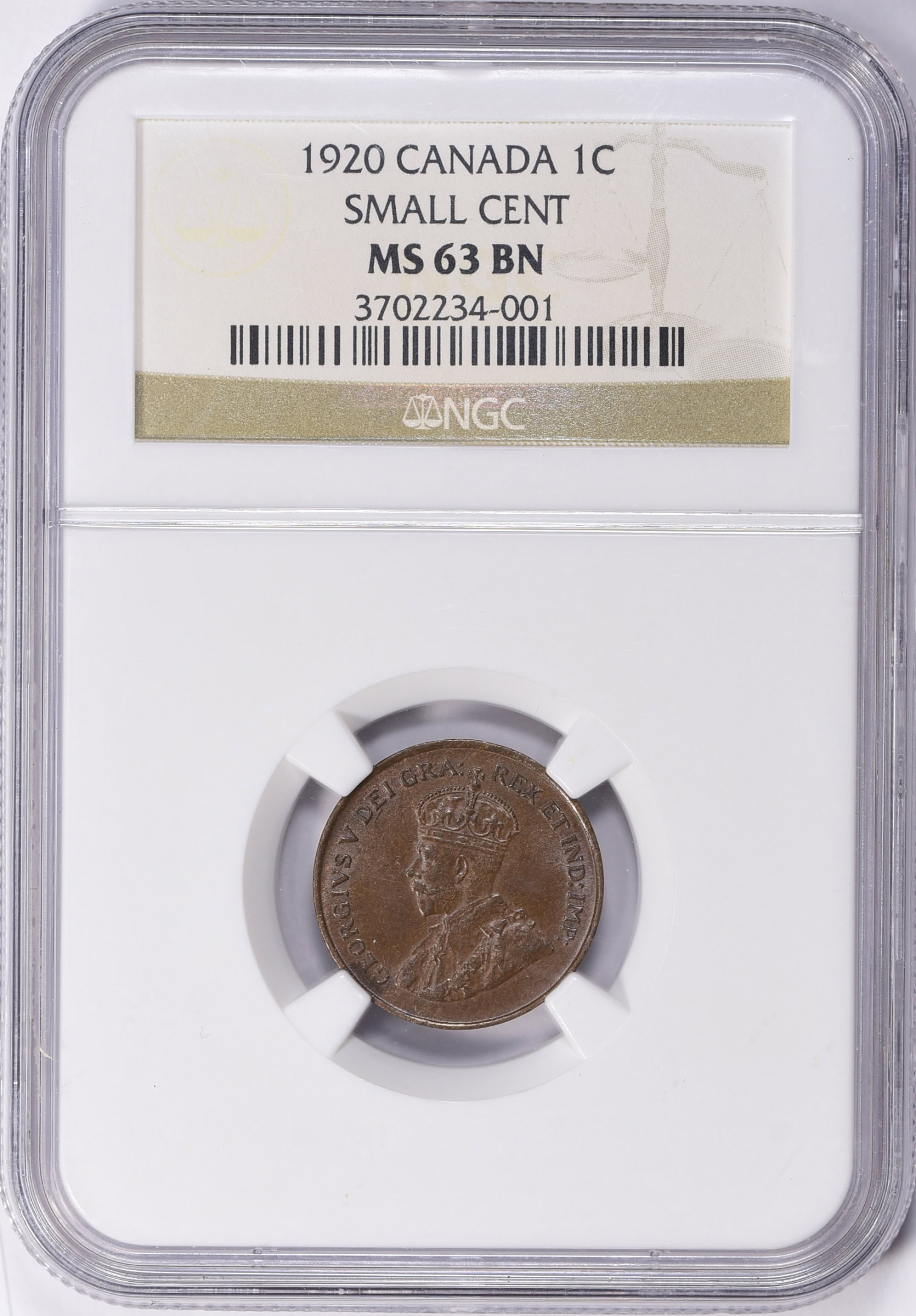 Canada 1920 Cent Small Cent KM-28 NGC MS-63 BN (Item 1836843 ...